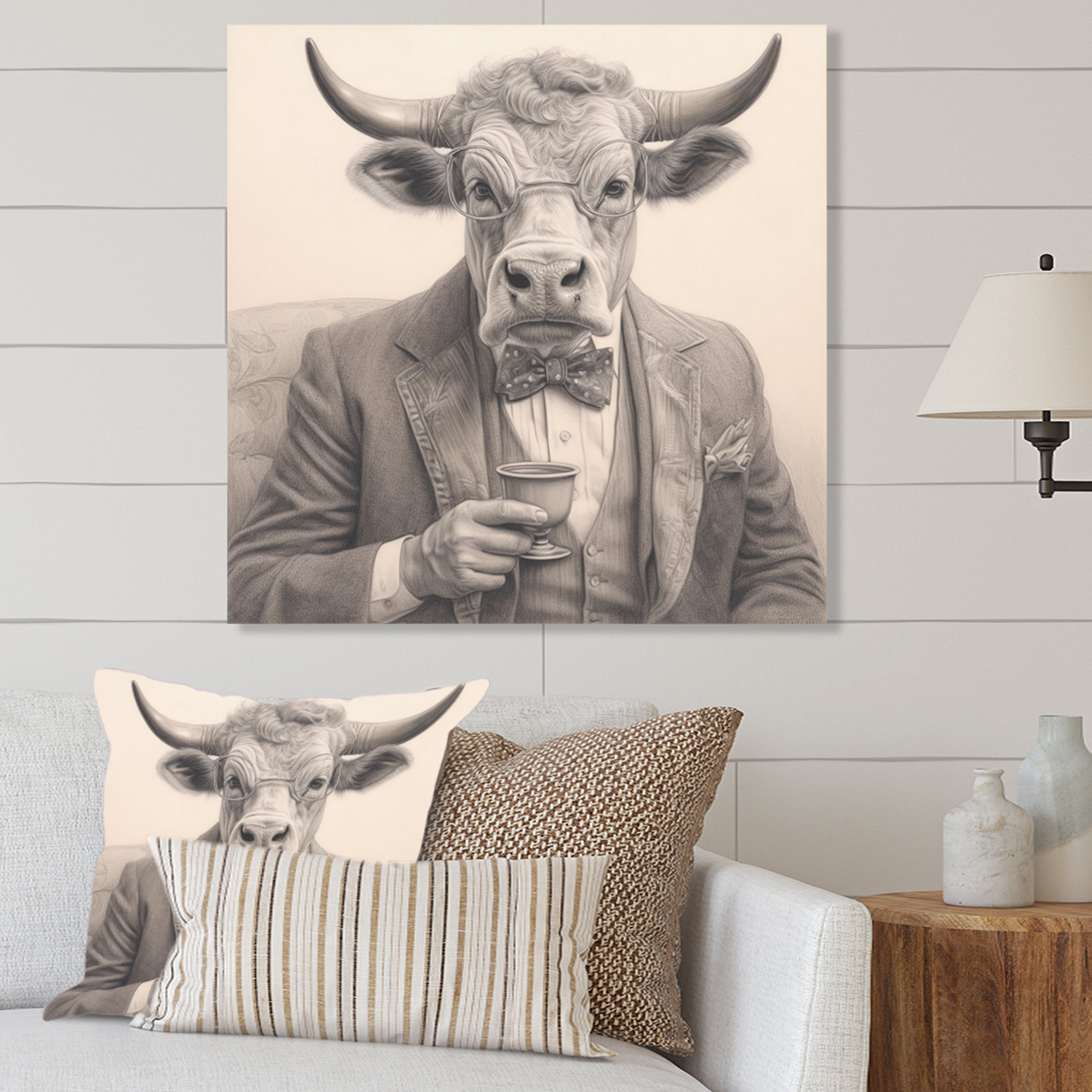 Red Barrel Studio Cow Having A Drink I - Animals Metal Wall Art Prints ...