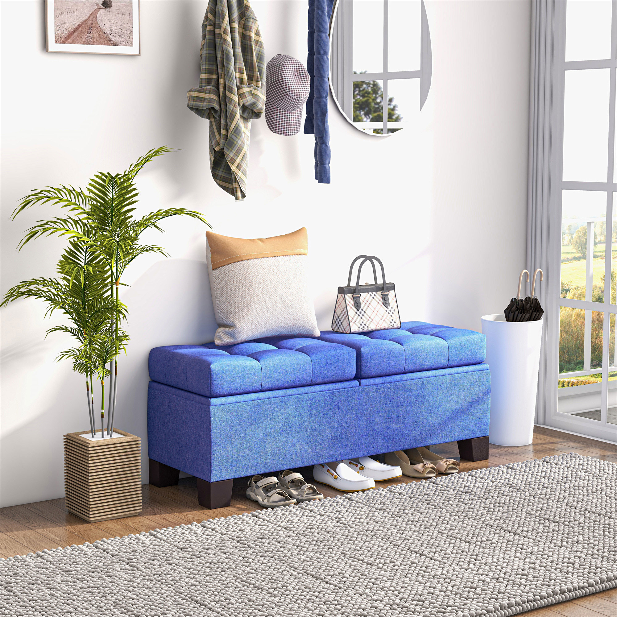 Latitude Run® Saniveieri Fabric Upholstered Storage Bench Wayfair
