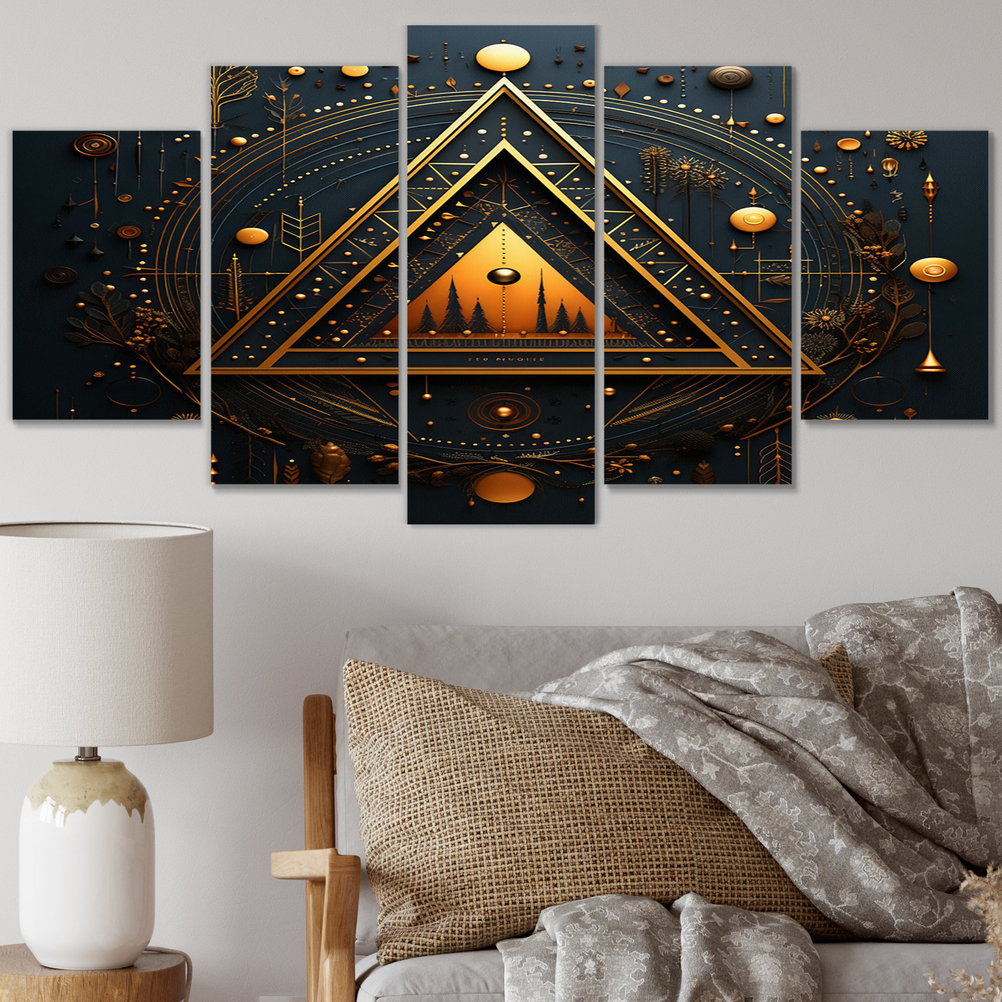 Loon Peak® Ancient Wisdom Of Atlantis Retro Geometry Gold III - Modern ...