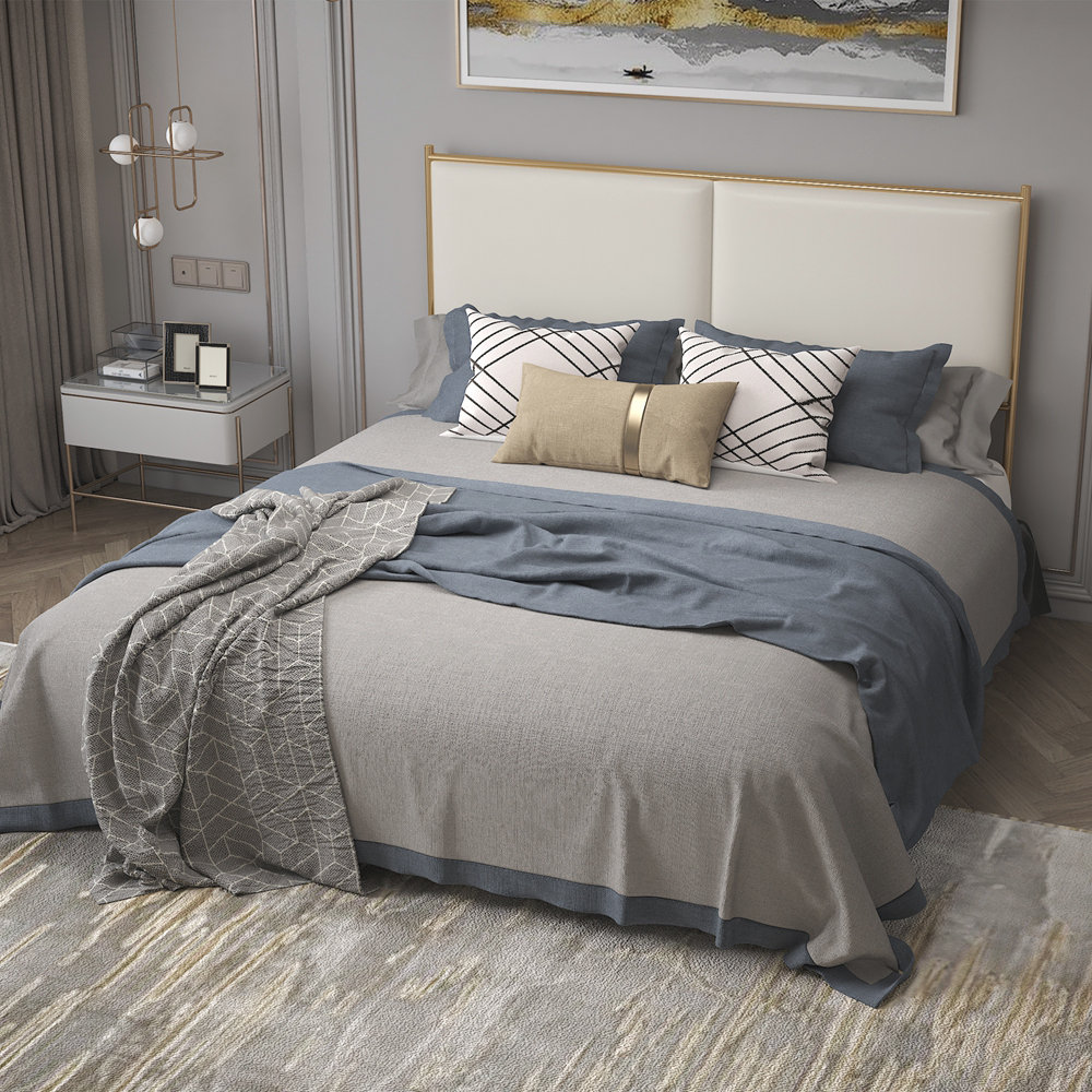 Mercer41 Platform Bed with Classic Steamed Bread Shaped Backrest, Solid ...