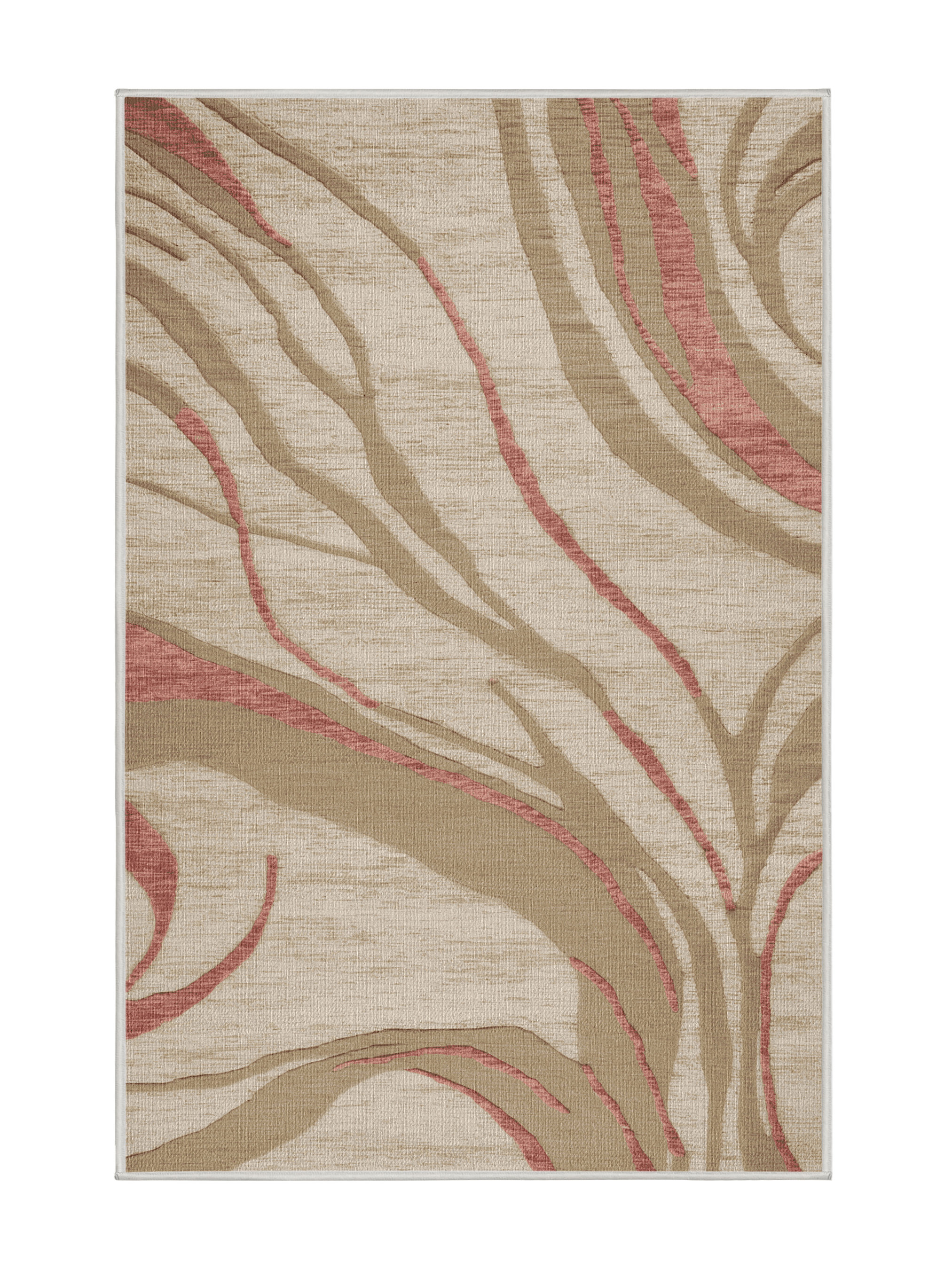 Hokku Designs Machine Washable Abstract Beige Area Rug | Wayfair