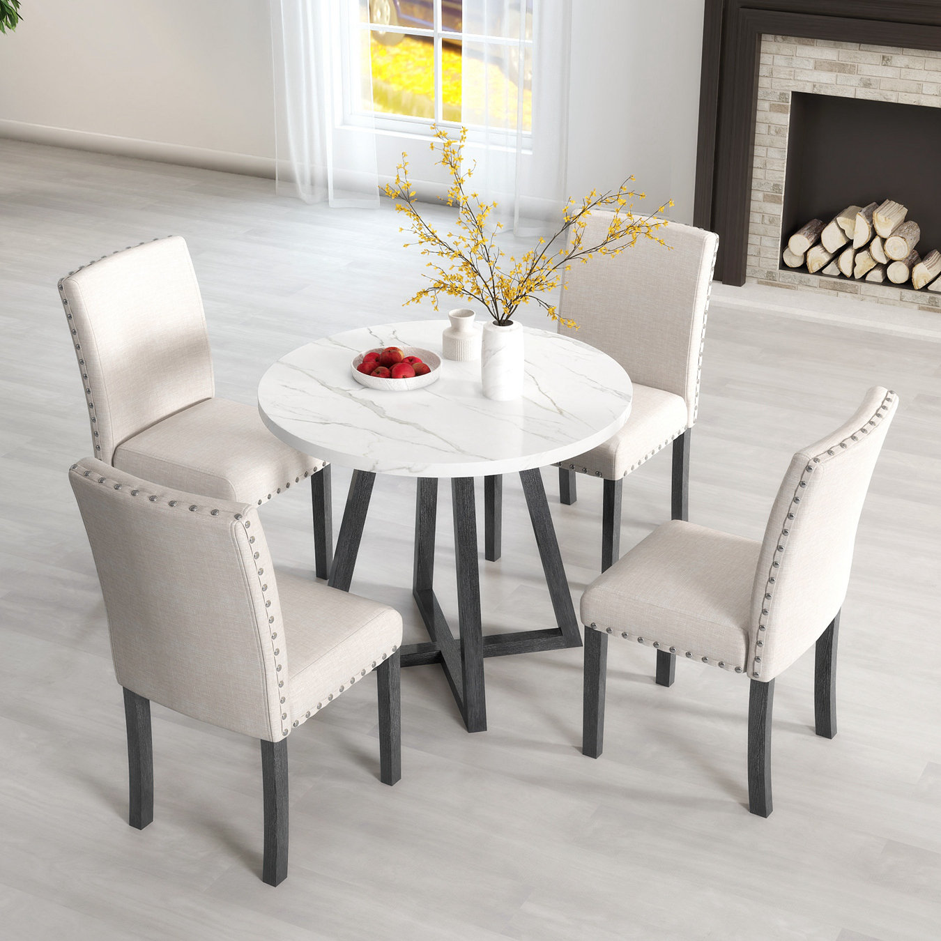 Winston Porter Round Dining Table Set Round Kitchen Table Set Round ...