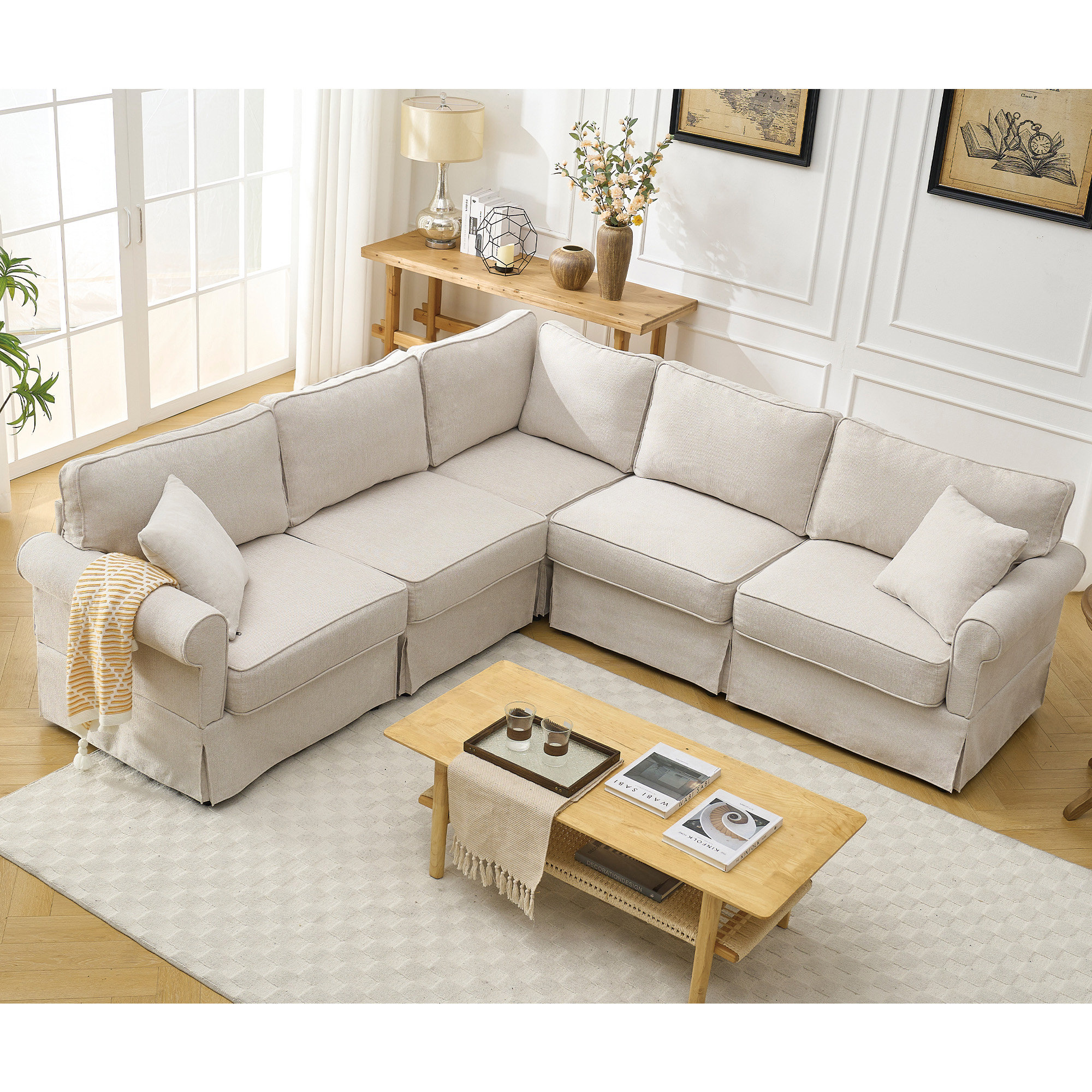 Latitude Run® Modular Sectional Sofa Set With Reversible L-Shape Design ...