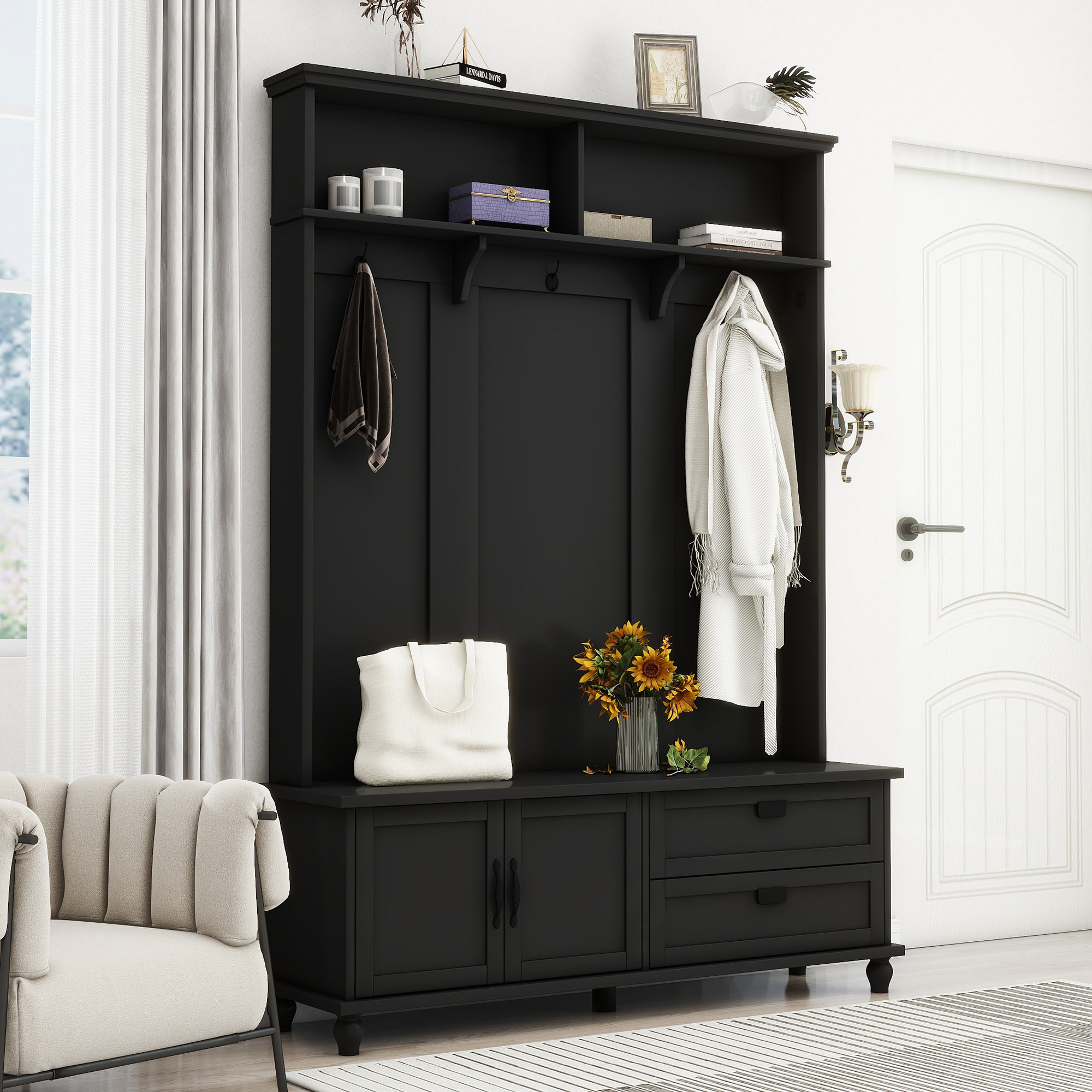 Canora Grey Widen Mudroom Hall Tree with Storage Bench, Modern Entryway ...