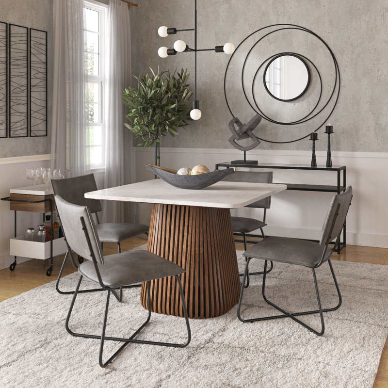 AllModern Kendall Solid Wood & Marble Square Dining Table & Reviews ...