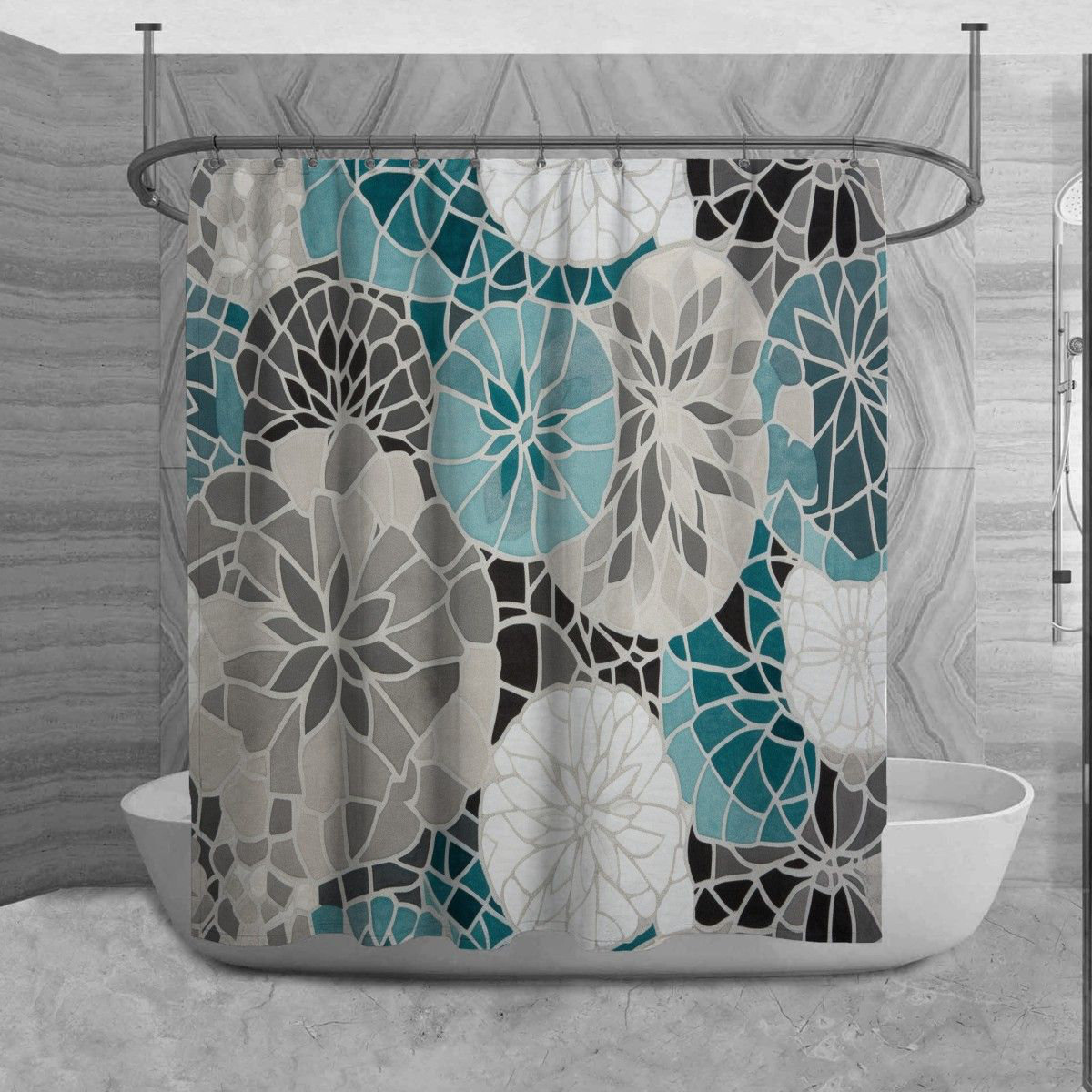 East Urban Home Funky Shower Curtain Pattern Bathroom Decor Grey ...