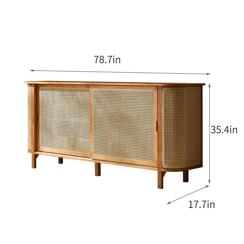 NICECABINET Modern Simple Rattan Solid Wood Sideboards | Wayfair