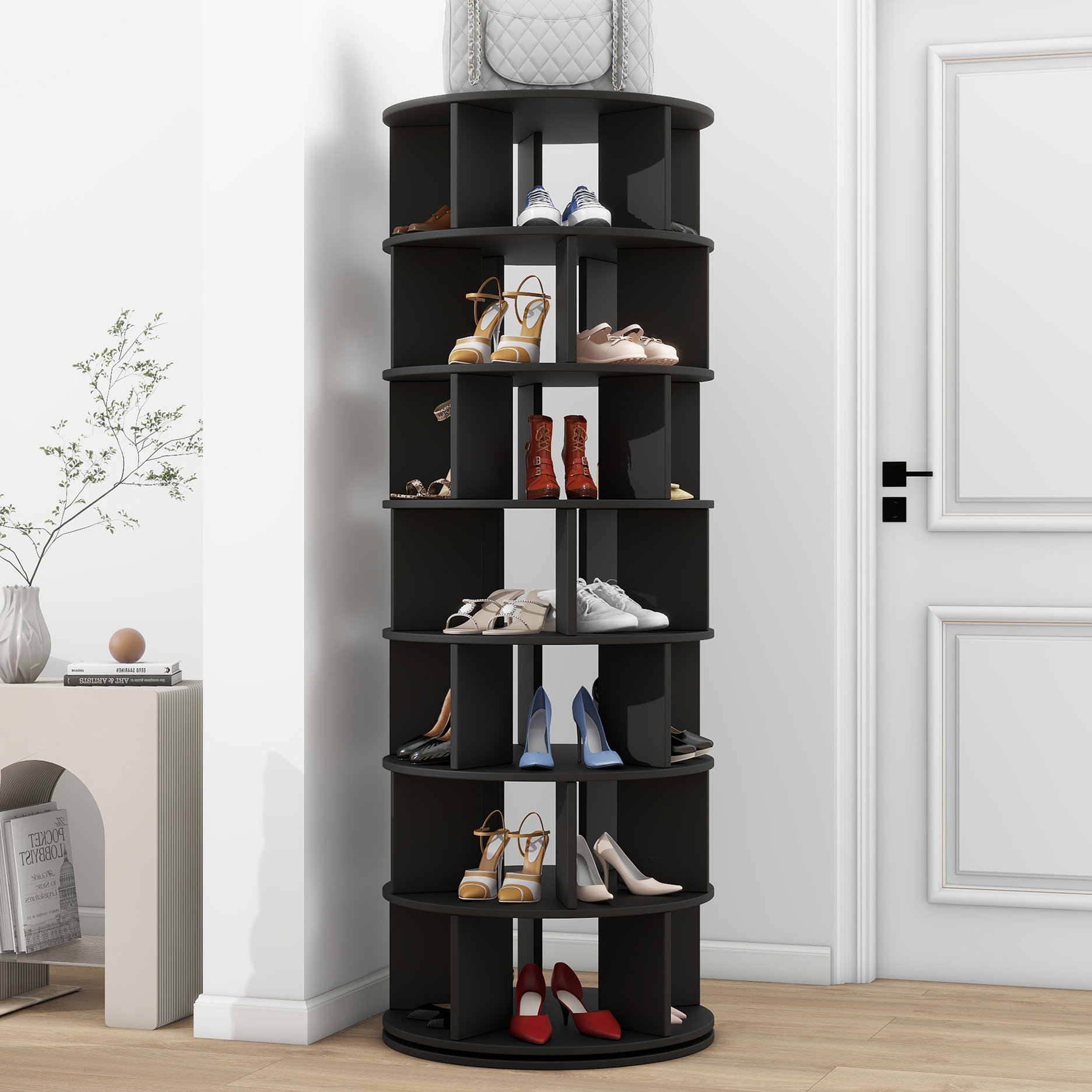 Brayden Studio 7 Tier 360° Rotating Shoe Rack Tower Up To 35 Pairs ...