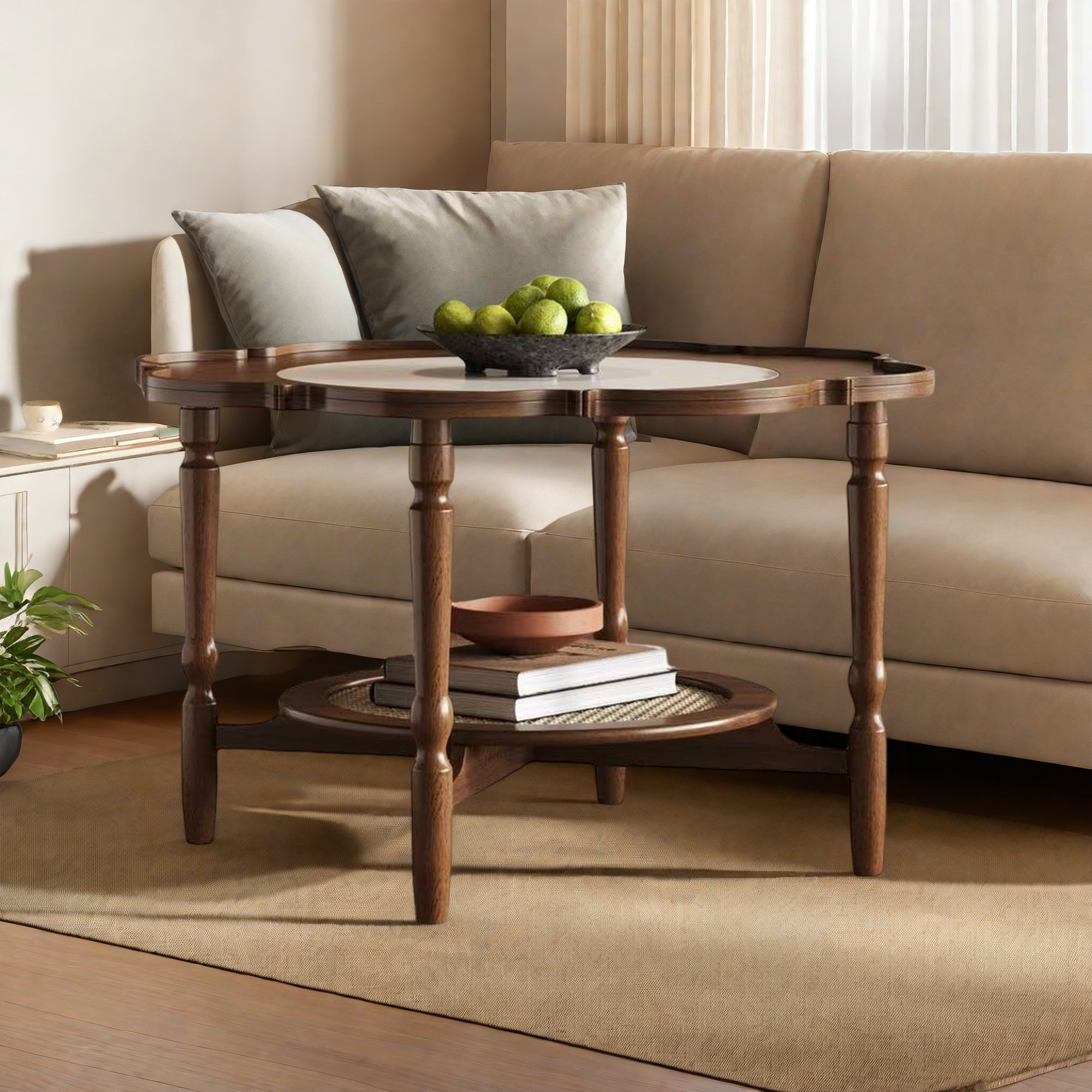 Alcott Hill® Mid-century Style 2-tiered Coffee Table With Petal Shape ...