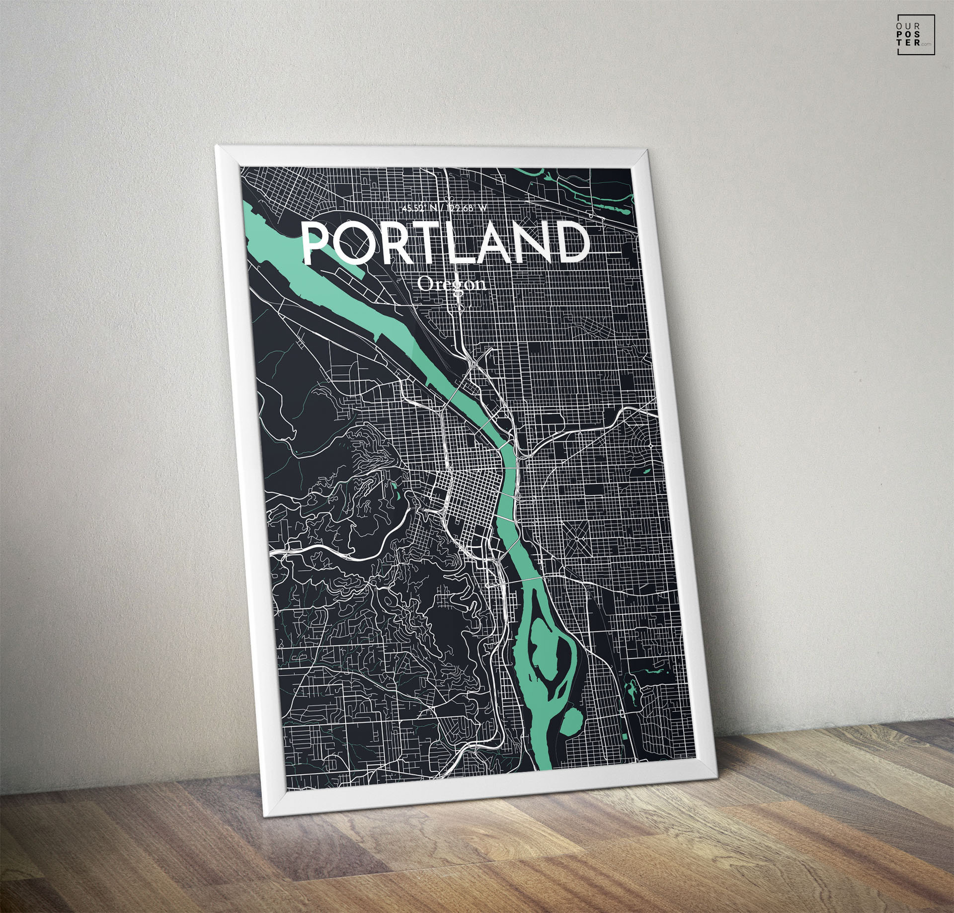 OurPoster.com 'Portland City Map' Graphic Art Print Poster in Dream ...