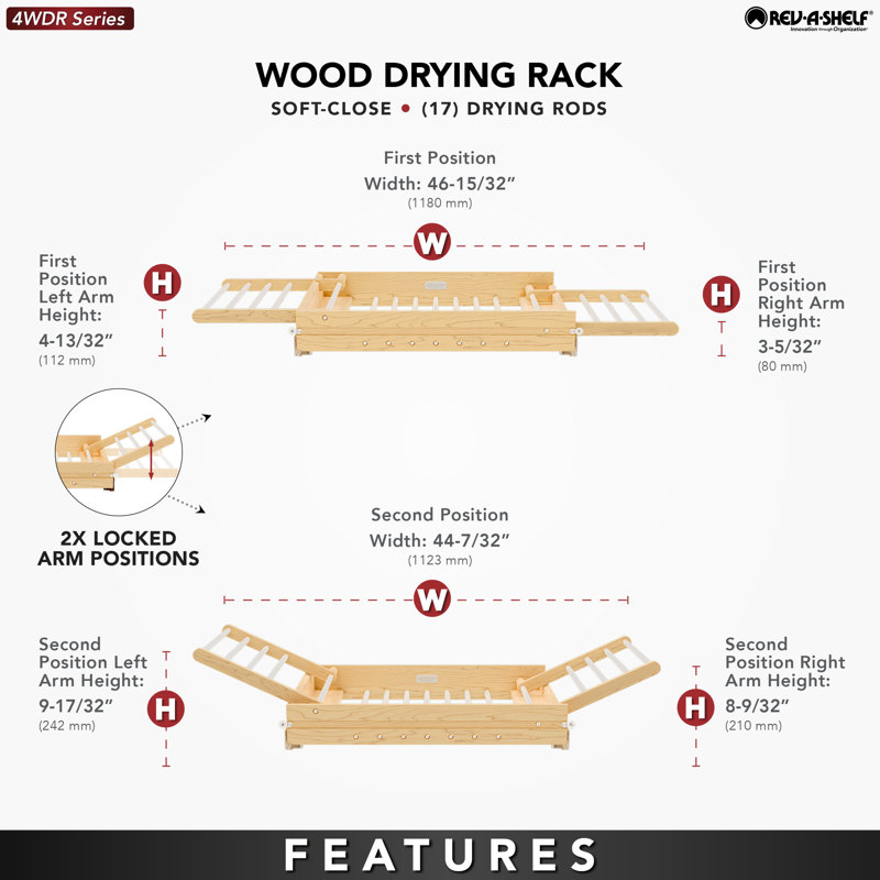 Rev-A-Shelf Wood Drying Rack W/ BLUM Soft-Close Slides | Wayfair