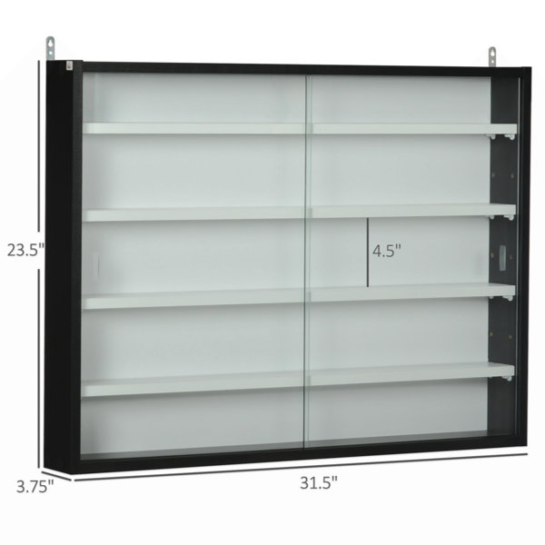 Ebern Designs 5-Tier Display Cabinet Glass Display Case With 2 Doors ...