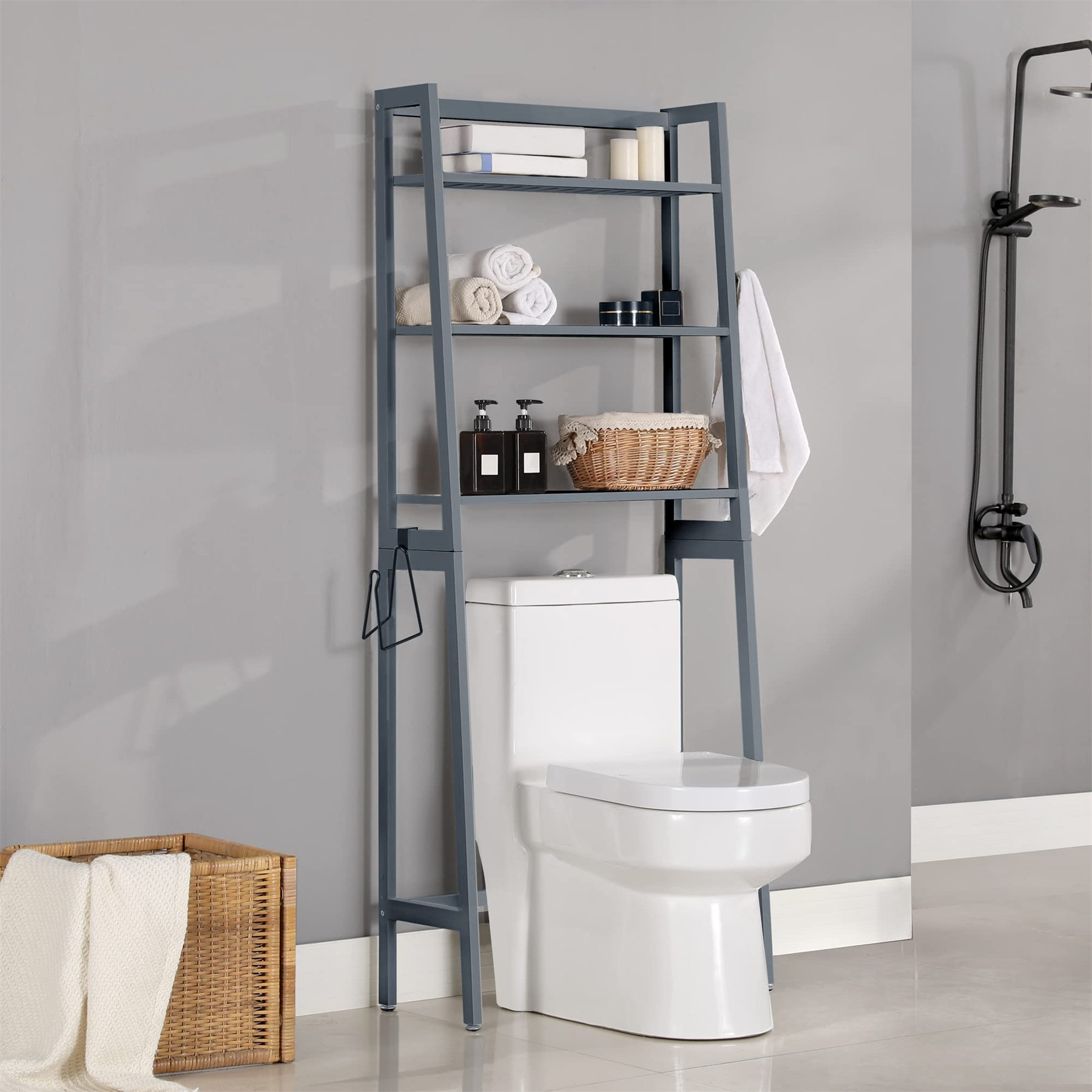 Latitude Run® 3 -Tier Toilet Storage Rack Over-The-Toilet Bathroom ...