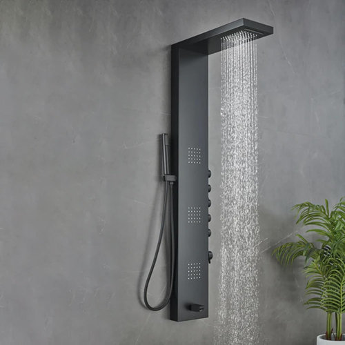 Wen Lighting Matte Black 3-Jet Shower Panel Tower System With Handheld ...