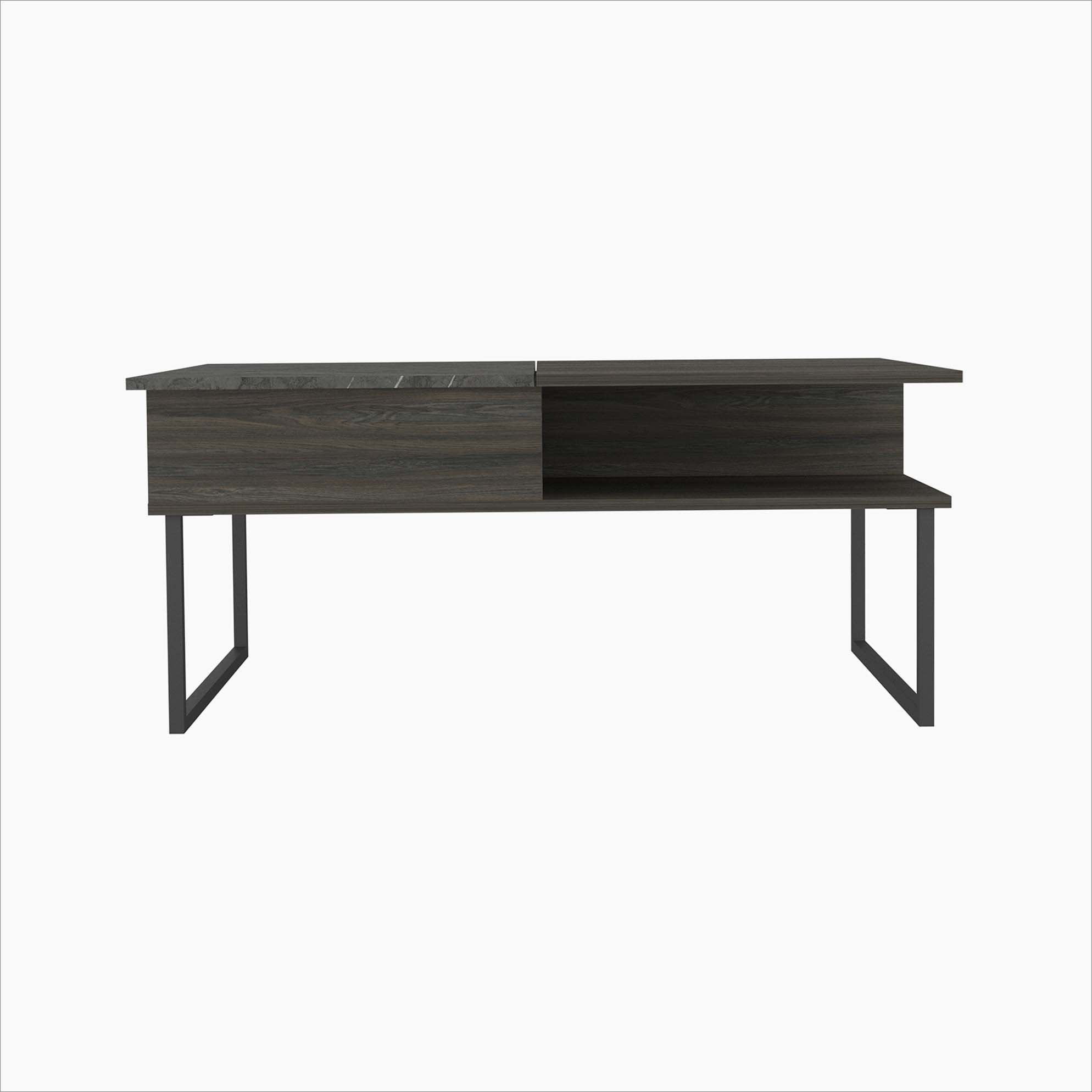 Ebern Designs Armin Lift Top Coffee Table, One Shelf -Espresso / Onyx ...
