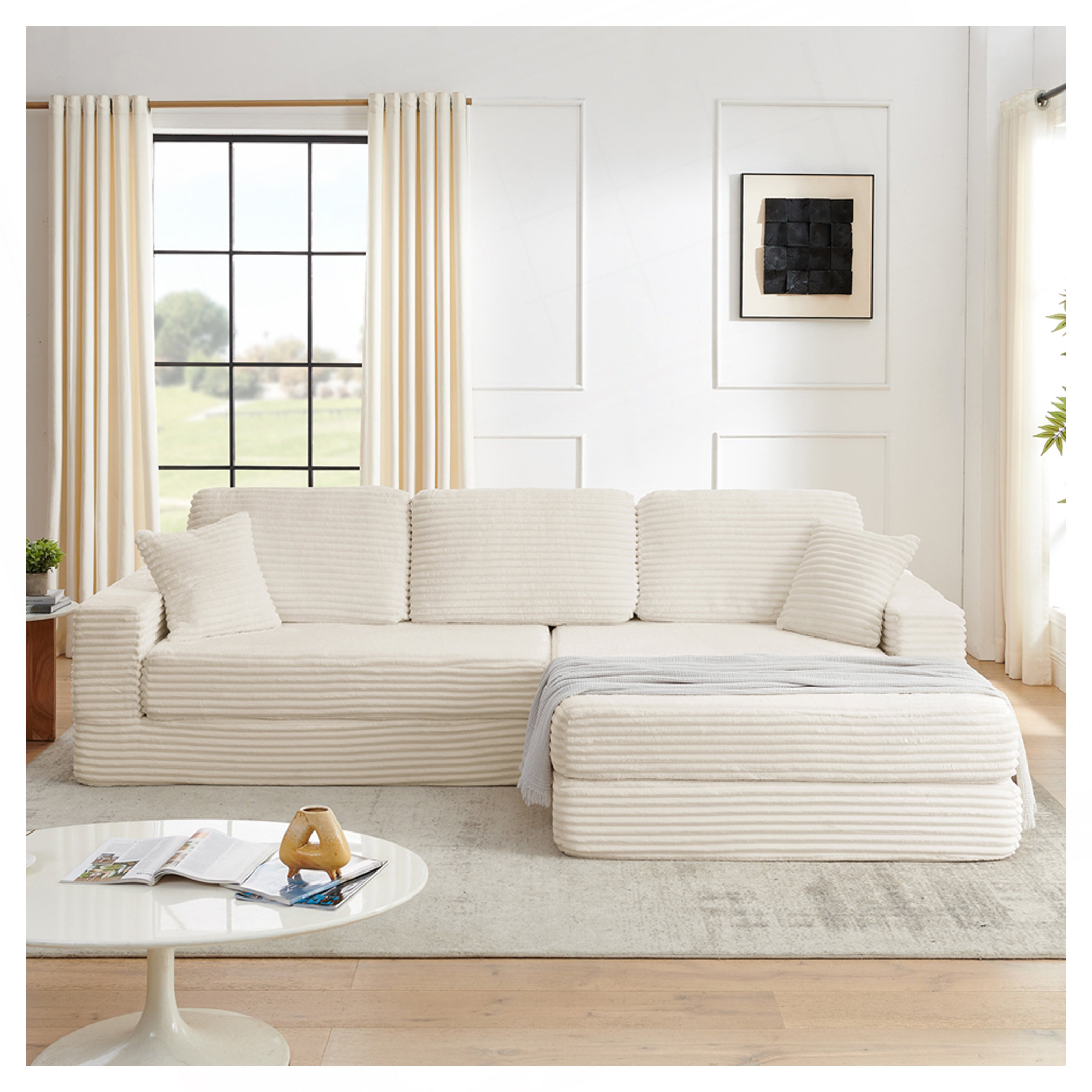 Corrigan Studio Right Sofa Seat, L Shape Modular Sectional Sofa ...