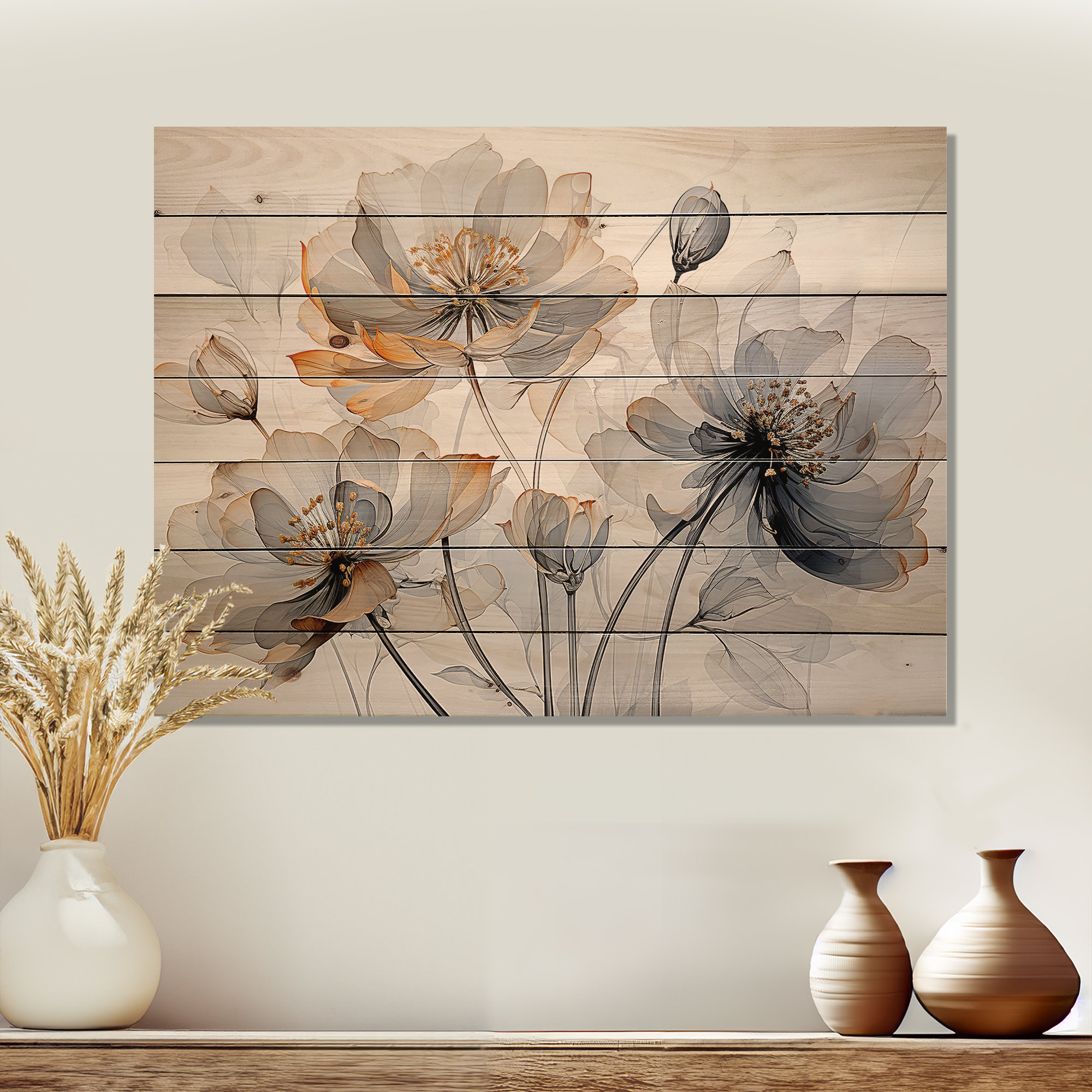 Lark Manor Minimalist White And Grey Tulips Grace I - Tulips Wood Panel ...