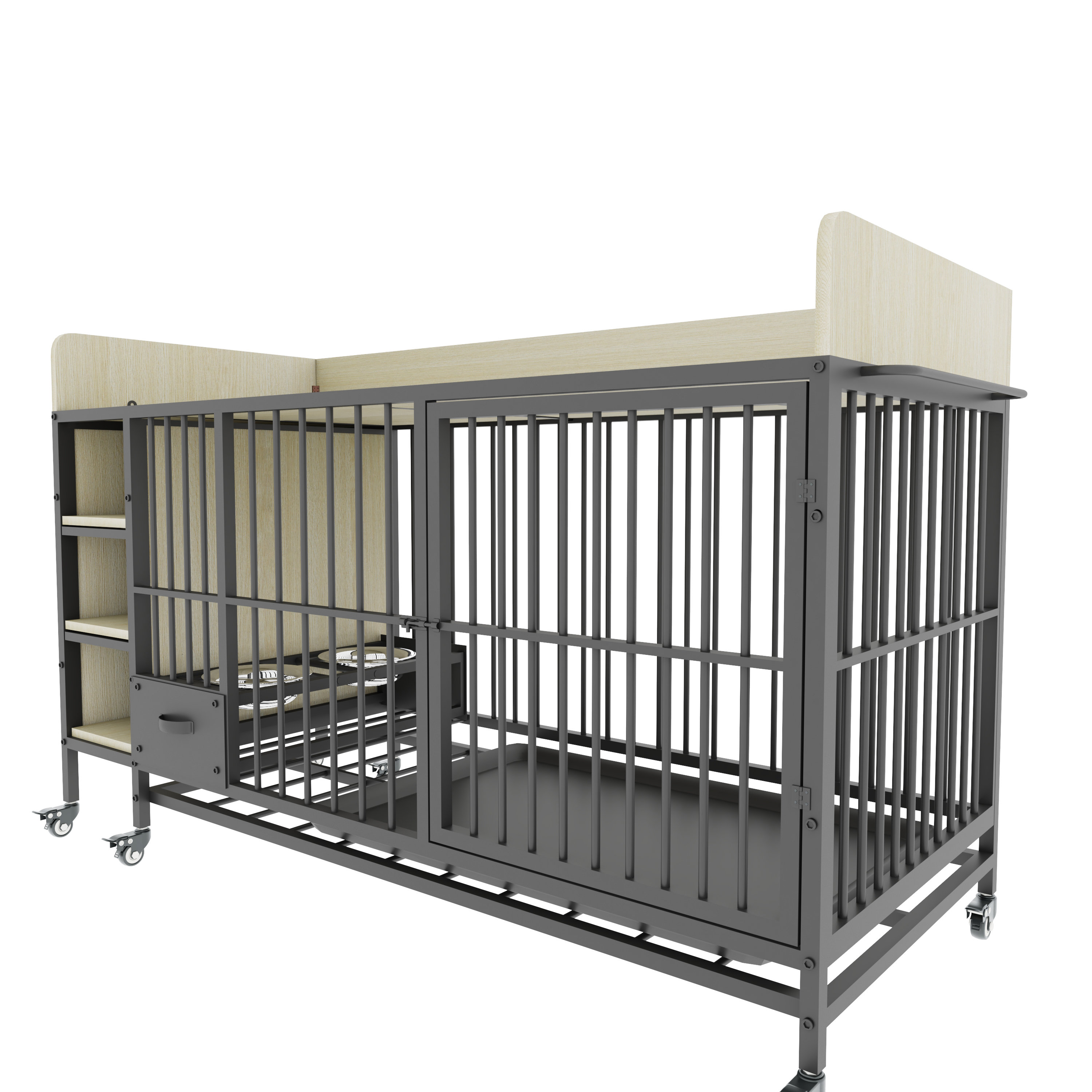 Hokku Designs Large Pet Cage With Storage Rack, Iron Frame & Mdf ...