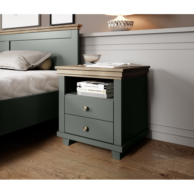 August Grove Wickersham 2 Drawer Bedside Table | Wayfair.co.uk