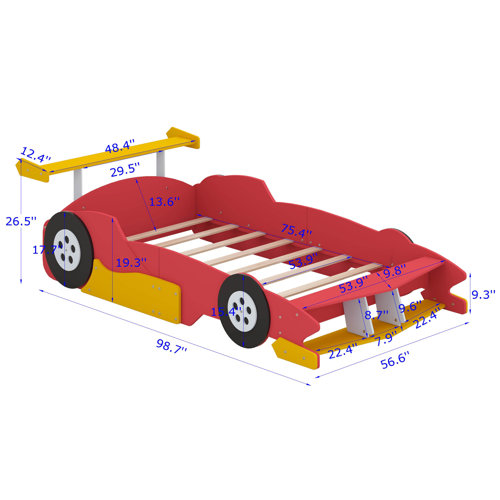 Youzi Unfinished Race Car-Shaped Platform Bed with Wheels | Wayfair