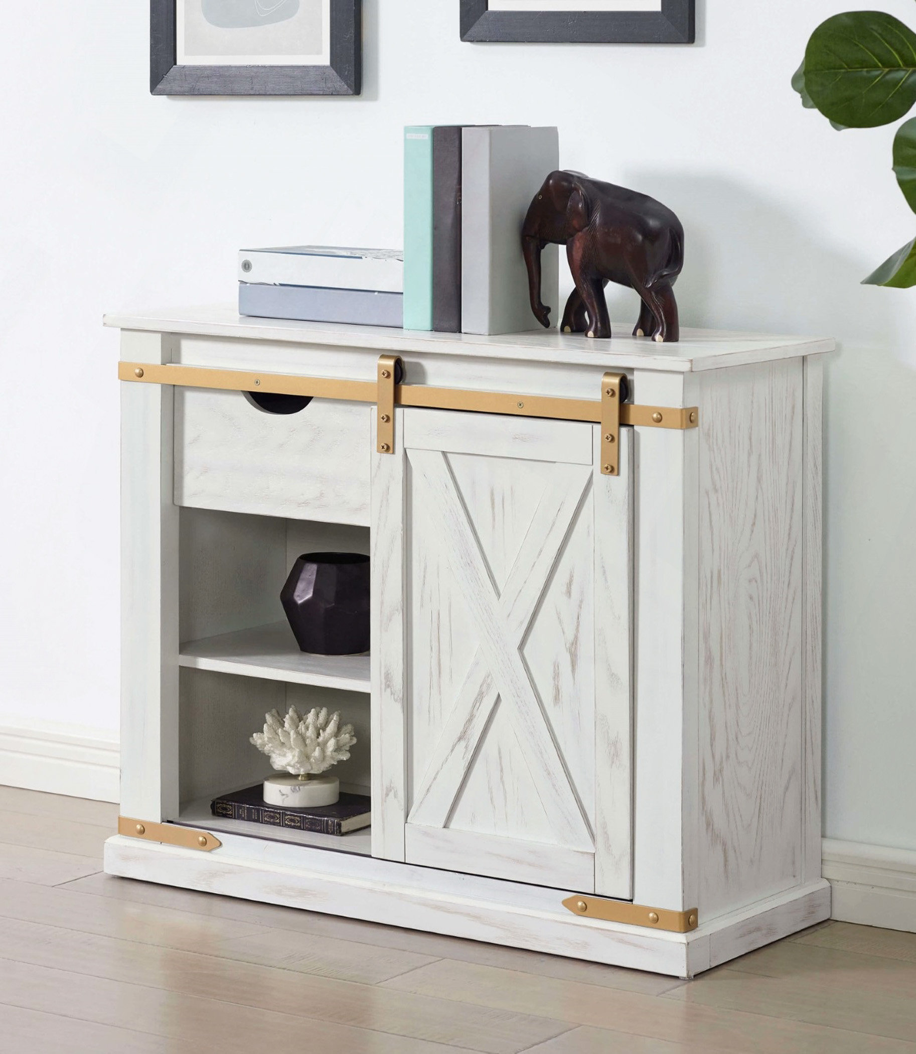 Ivy Bronx Gold Accents Rustic Style 1Pc Console Table / Sofa Table ...