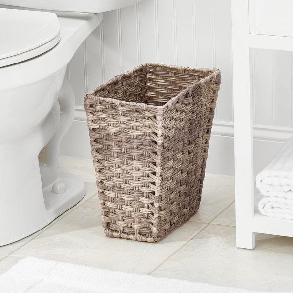 mDesign Woven Rectangle Decorative Garbage Wastebasket Trash Bin ...