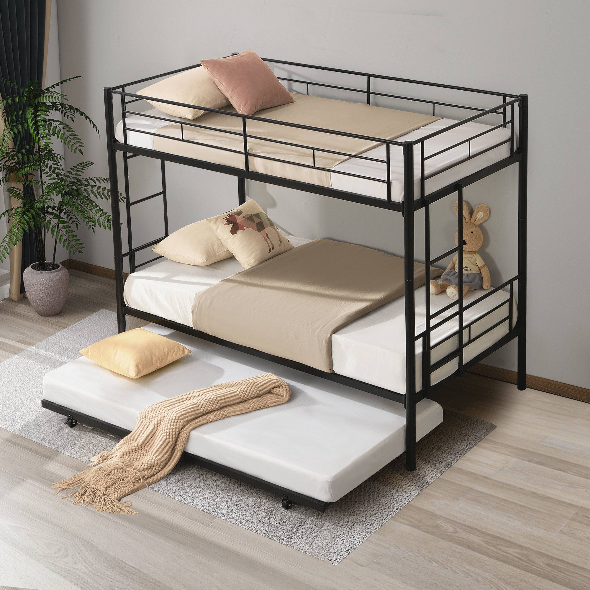 Isabelle & Max™ Sturdy Metal Bunk Bed With Safety Rails & Wheels ...