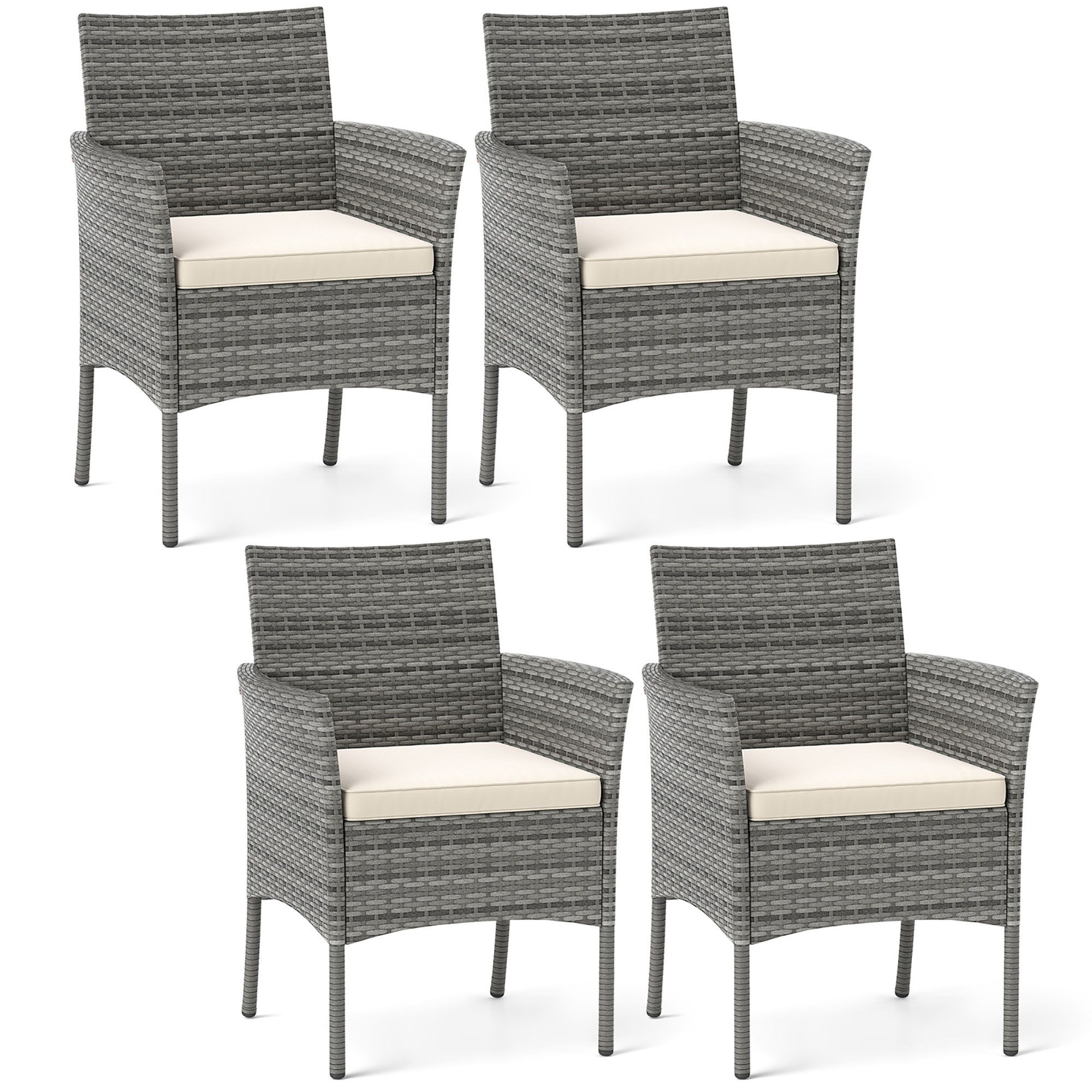 Red Barrel Studio Outdoor PE Wicker Chairs Set of 4 Patio Dining ...