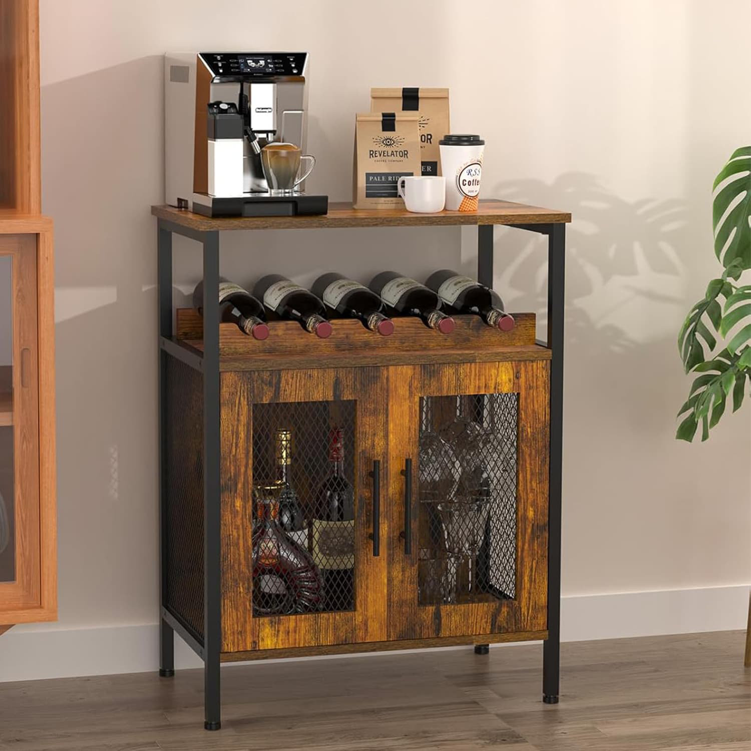 17 Stories Bar Rack With Detachable Wine Rack, Coffee Bar Cabinet With ...
