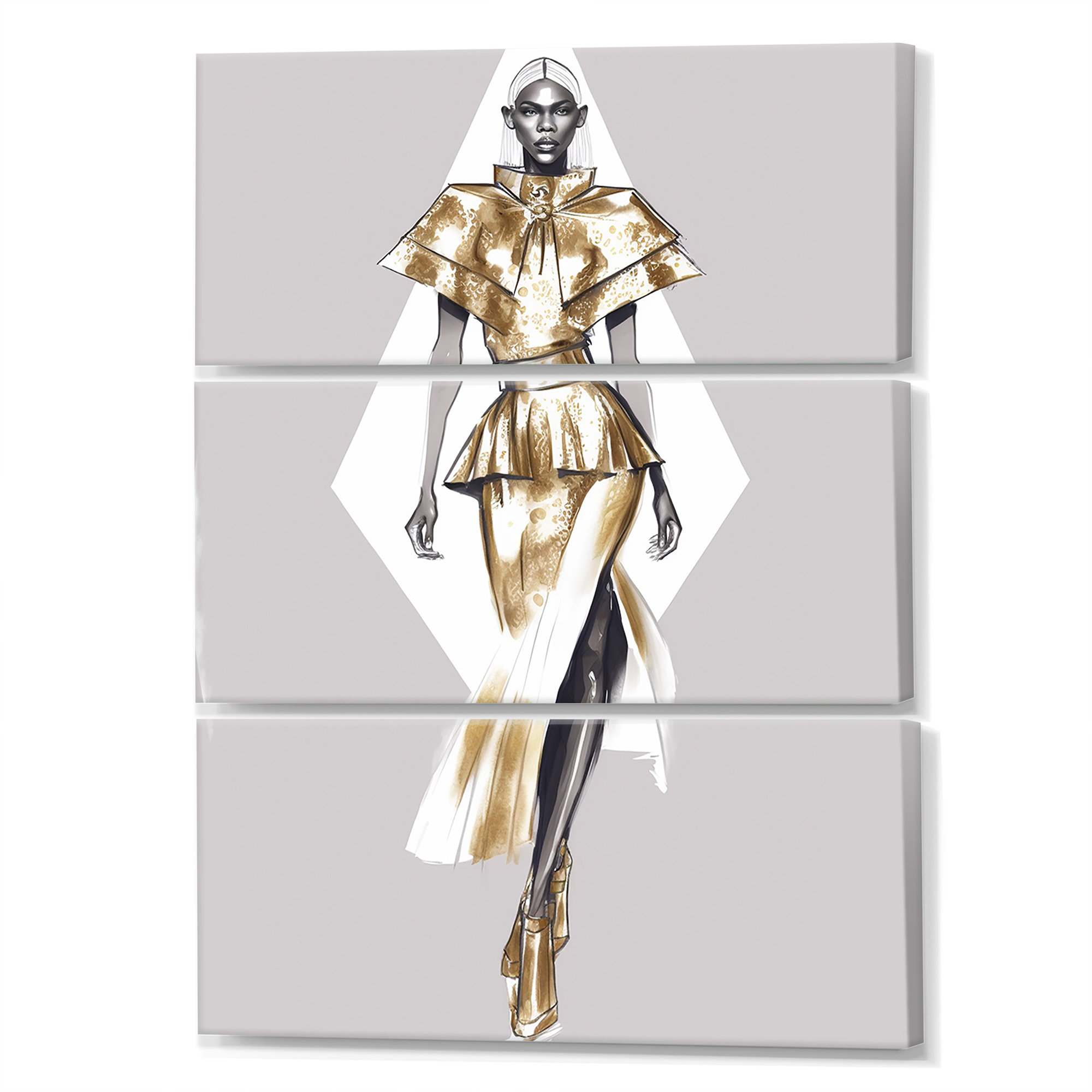 Design Art Fashion Model In Retro Gold Design III - Fashion Woman ...
