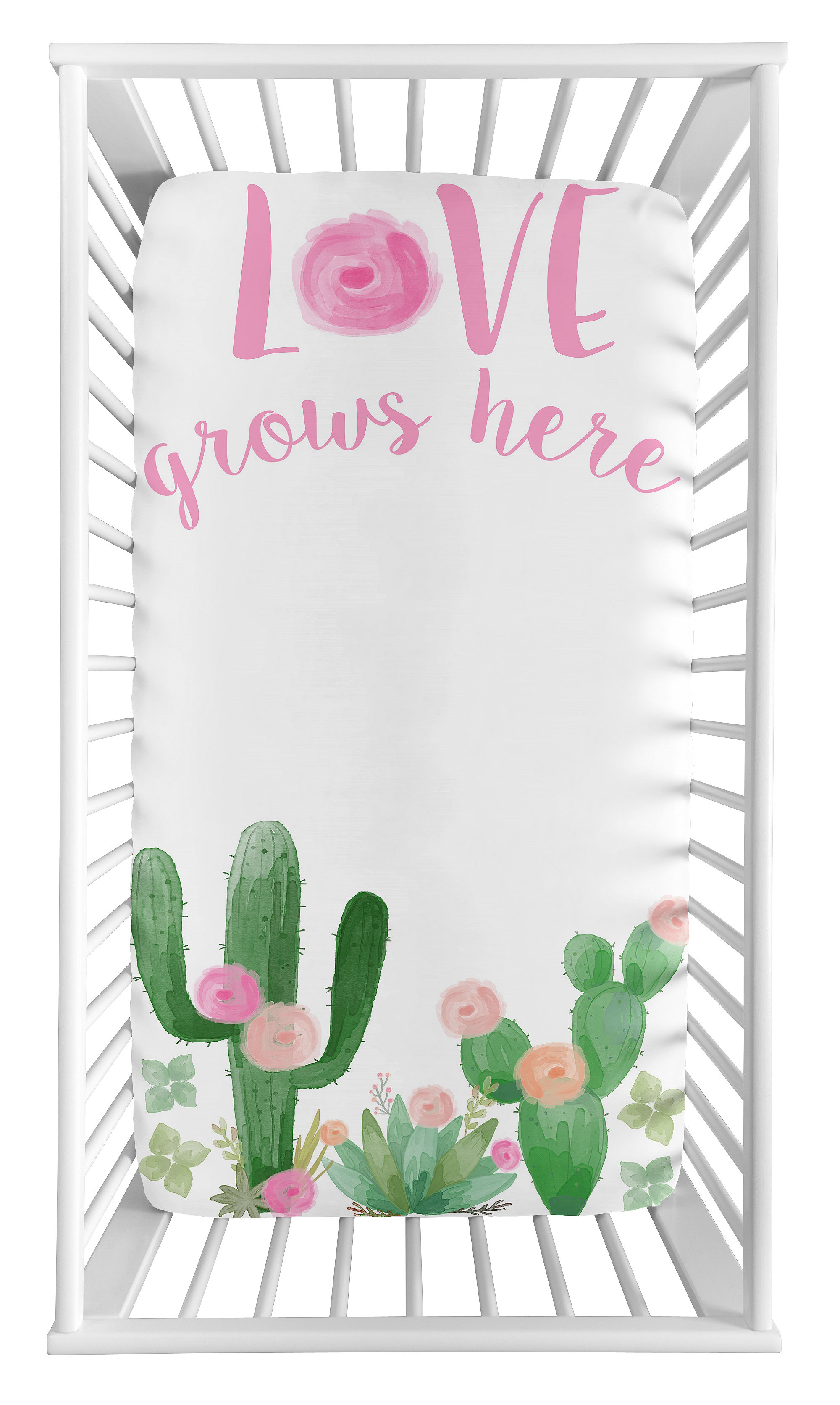 Sweet Jojo Designs Cactus Floral Collection Photo Op Fitted Crib Sheet ...