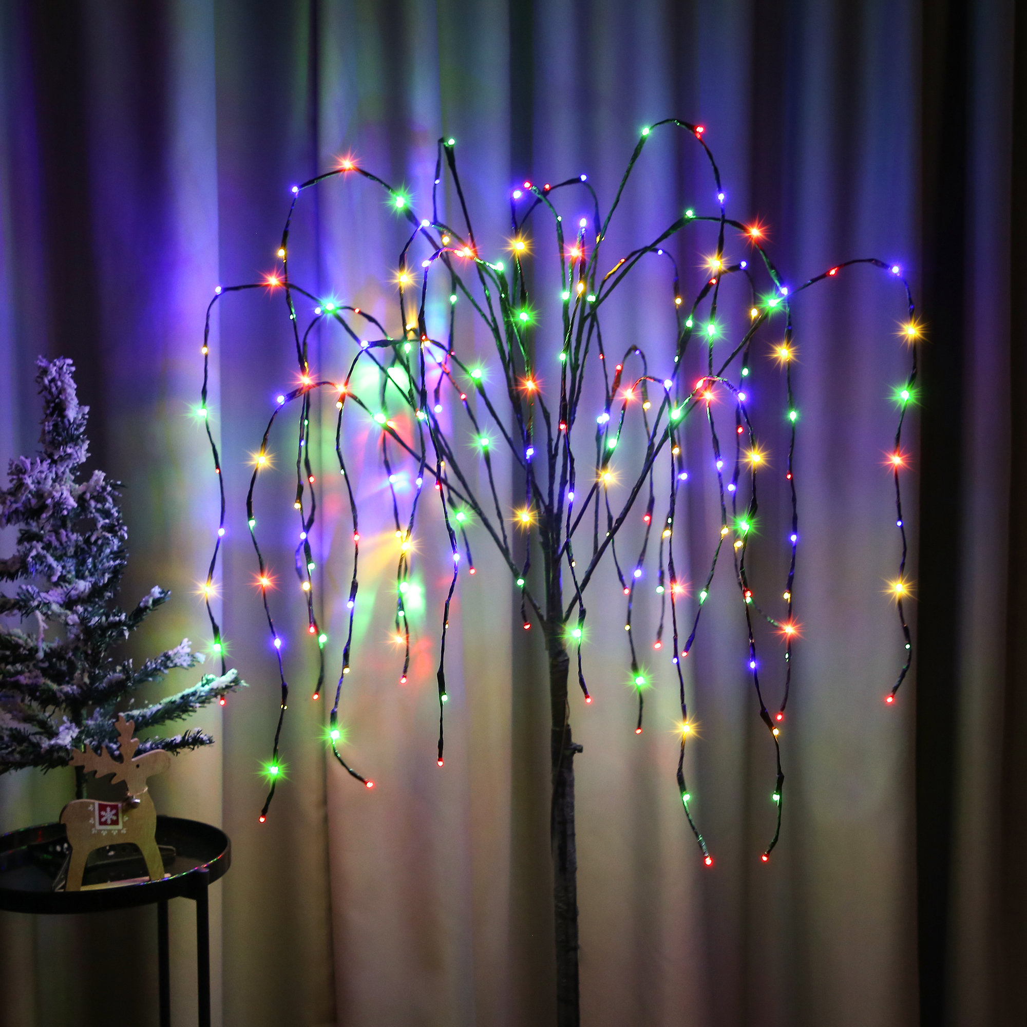 The Holiday Aisle® Solar LED Lighted Trees 4' Weeping Willow Blinking ...