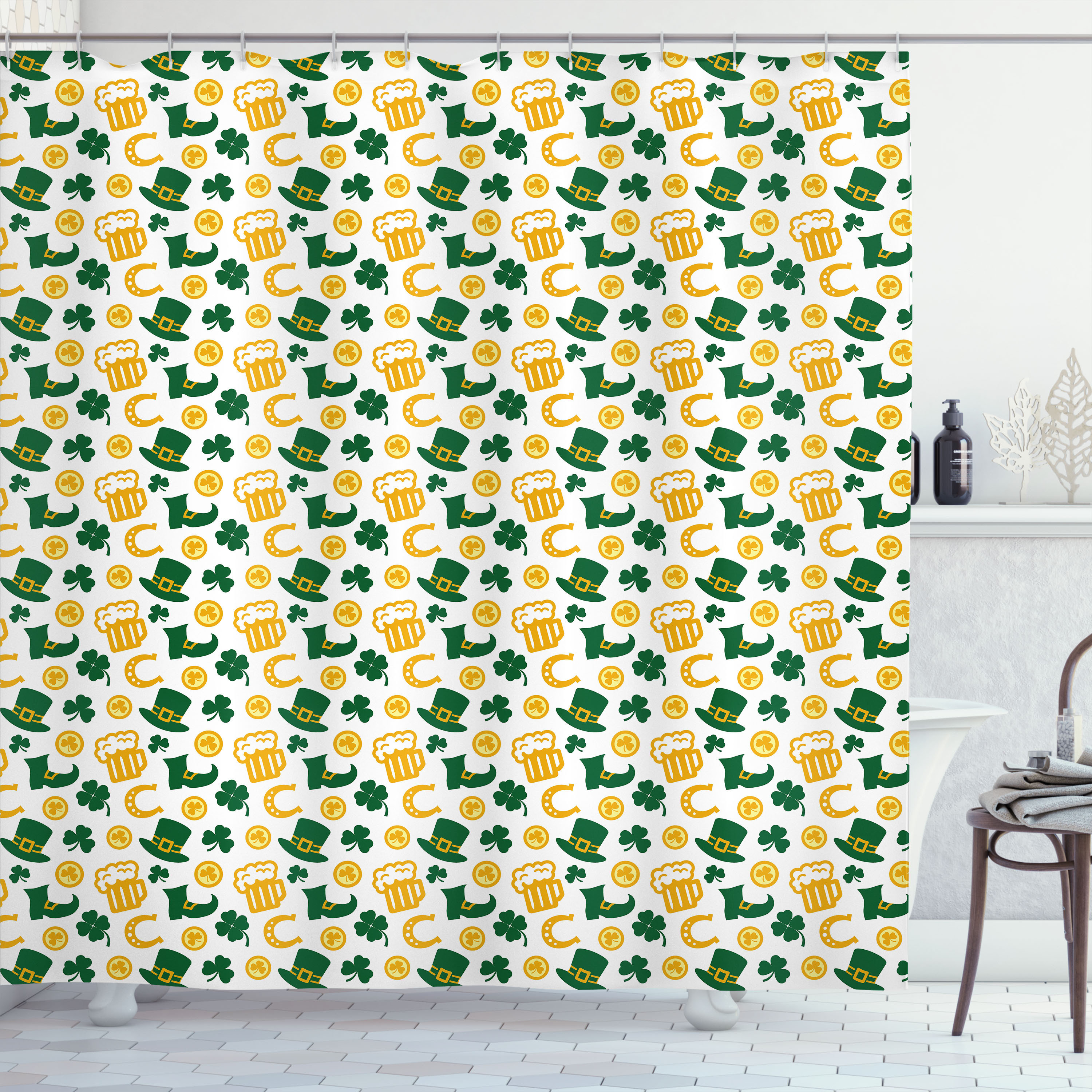 Dakota Fields Irish Shower Curtain Happy St. Patrick's Day Green Yellow ...