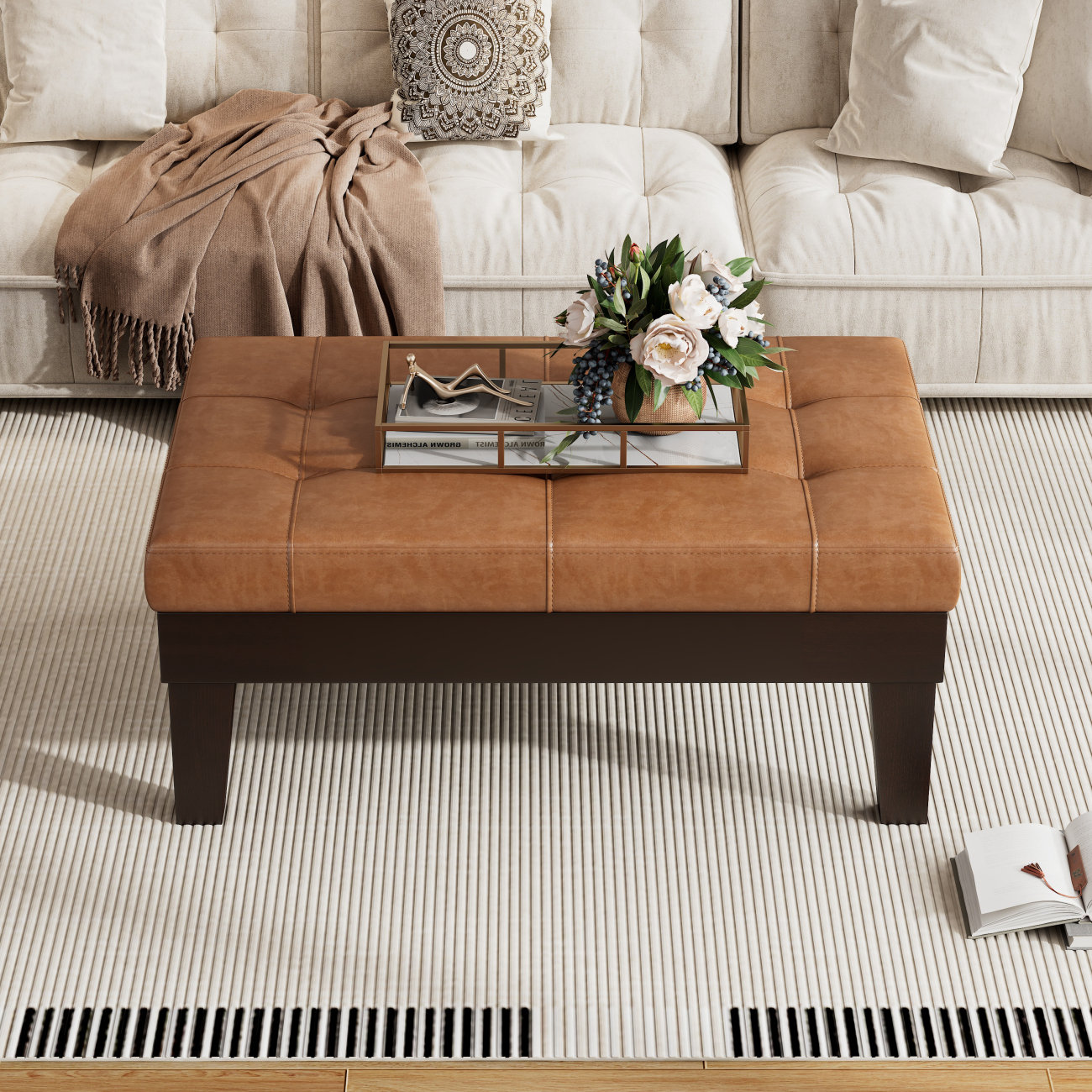 Lark Manor™ Modern Ottoman Coffee Table Upholstered Ottoman Square ...