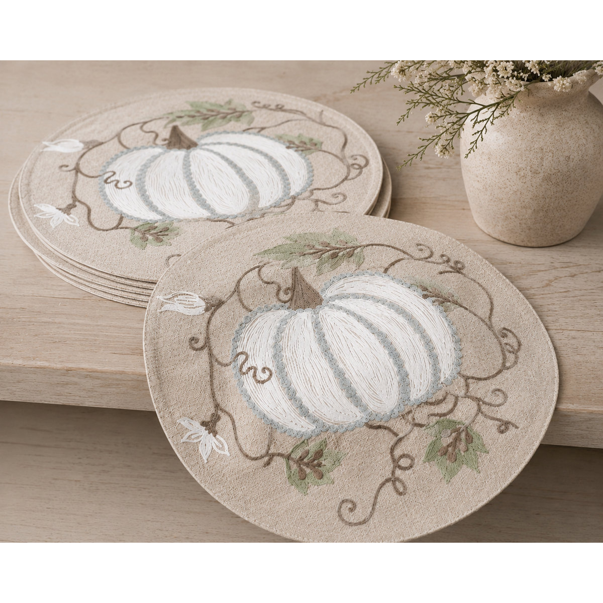 August Grove® Trumble Harvest Pumpkins and Vines Crewel Embroidered ...