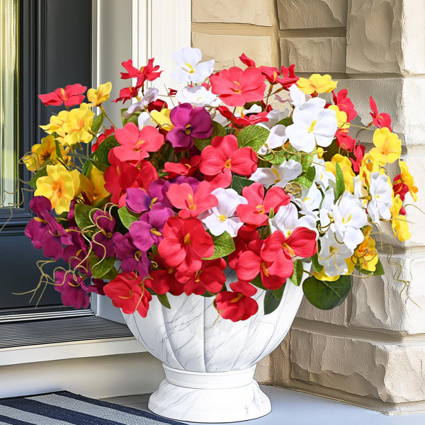 Primrue 16 Bundles Look Real Artificial Flowers For Outdoors, UV ...