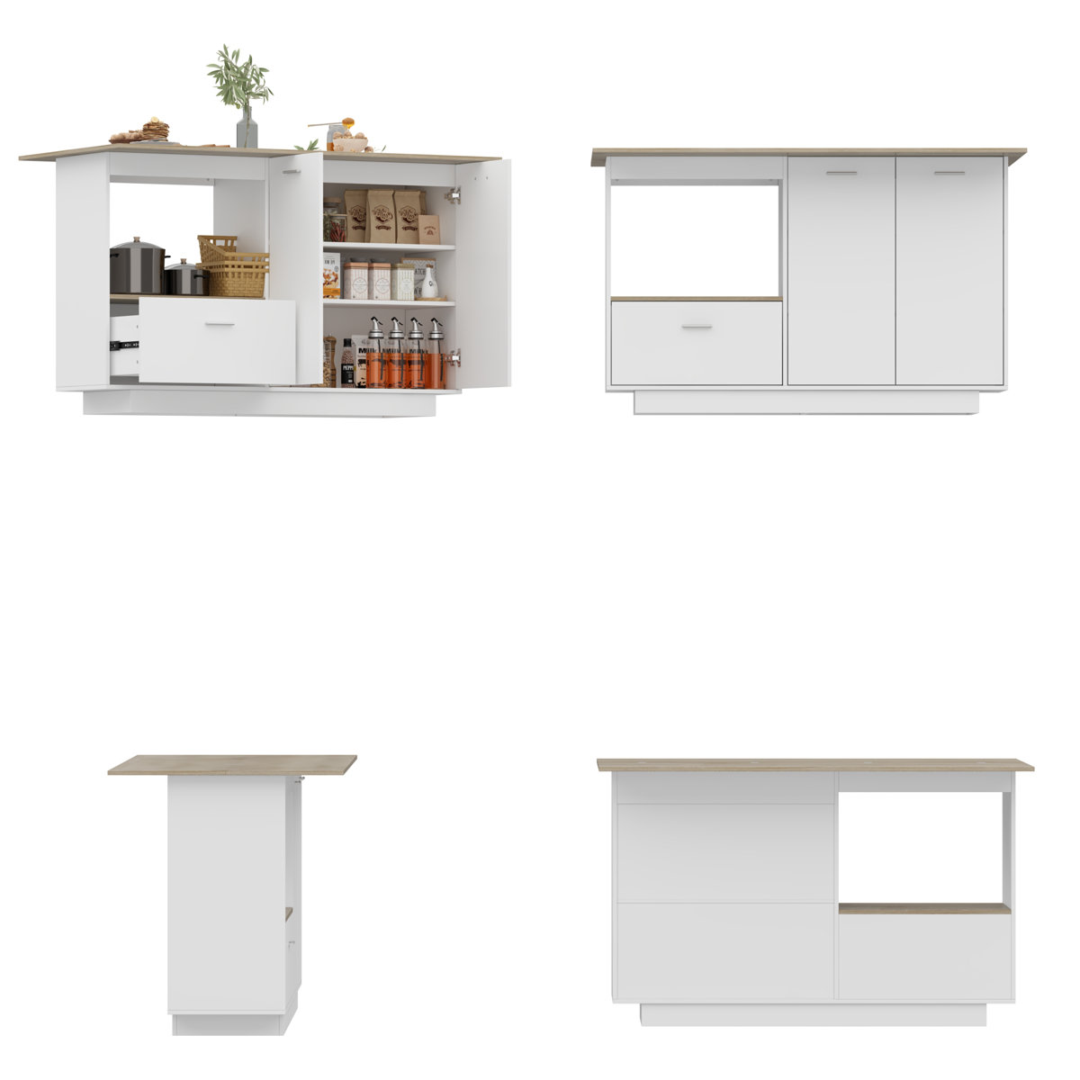 Ebern Designs 59'' Wide Kitchen Island With Strong Storage And ...