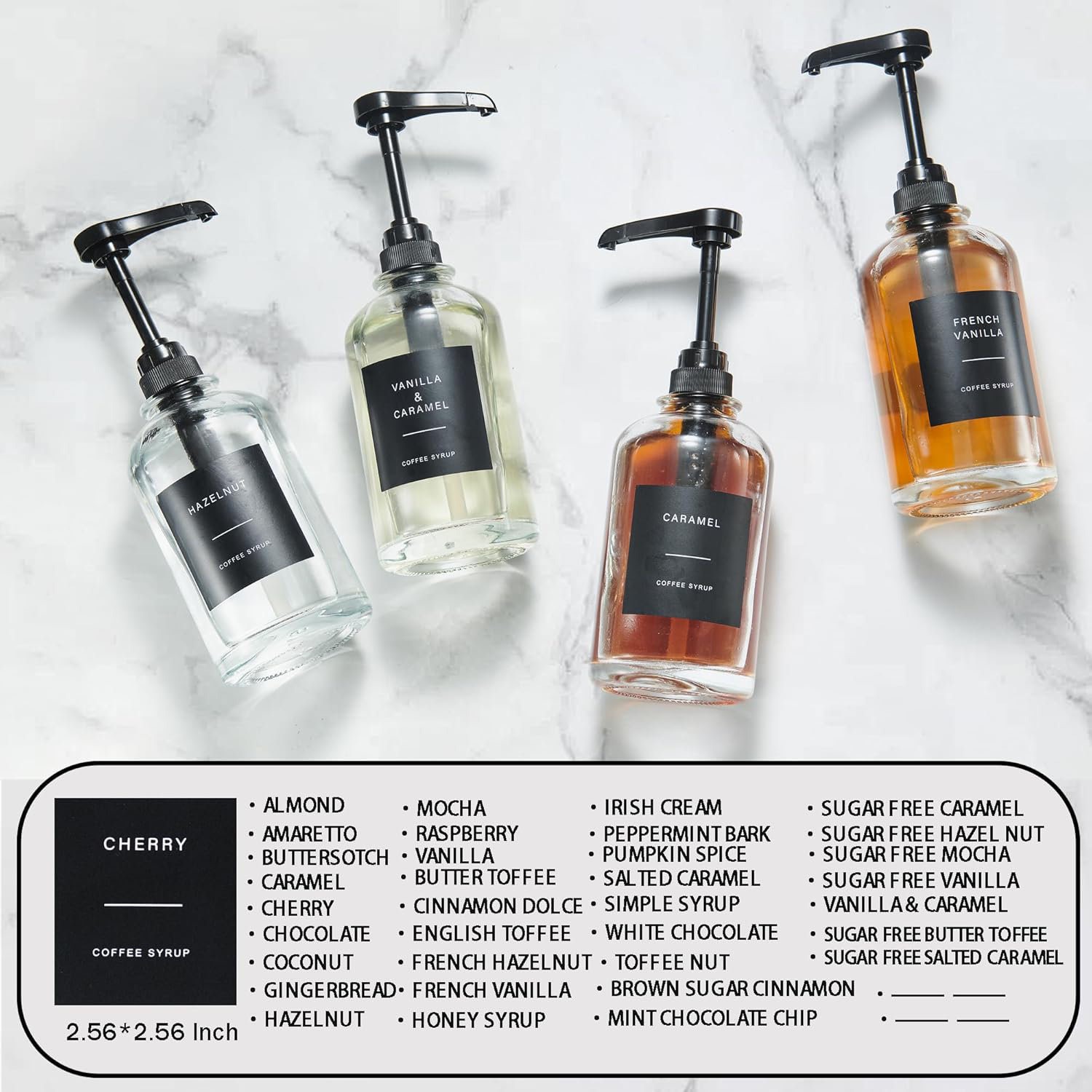 HOMEMAKERS PLAZA Coffee Syrup Dispenser For Coffee Bar, Glass Syrup ...