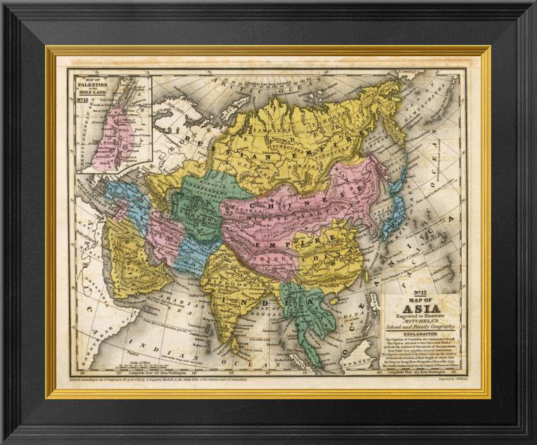 Global Gallery Map of Asia, 1839 Framed Graphic Art on Canvas - Wayfair ...