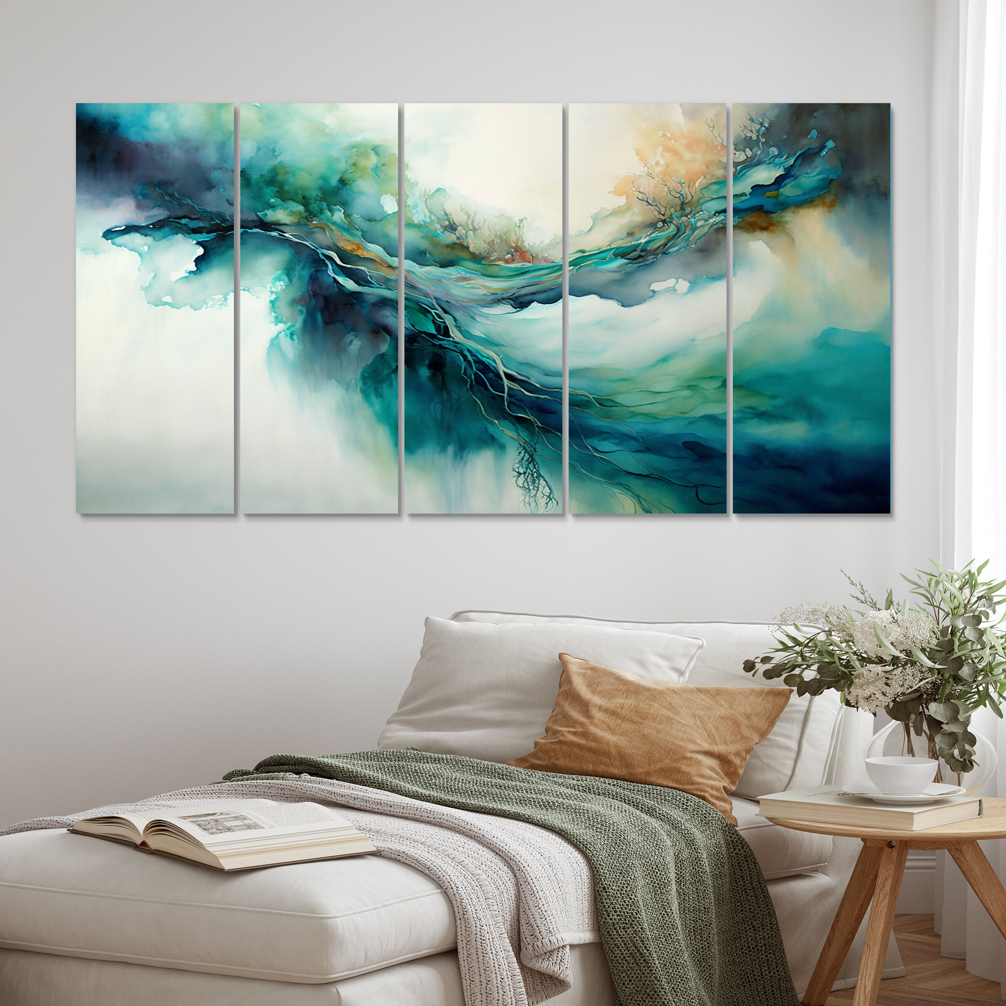 Wrought Studio™ Turquoise Waves Impressions Of Infinity - Abstract ...
