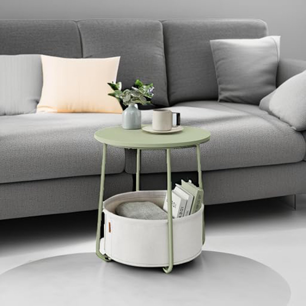 Latitude Run® White Modern Round Side Table Simple Design Bedside Table ...