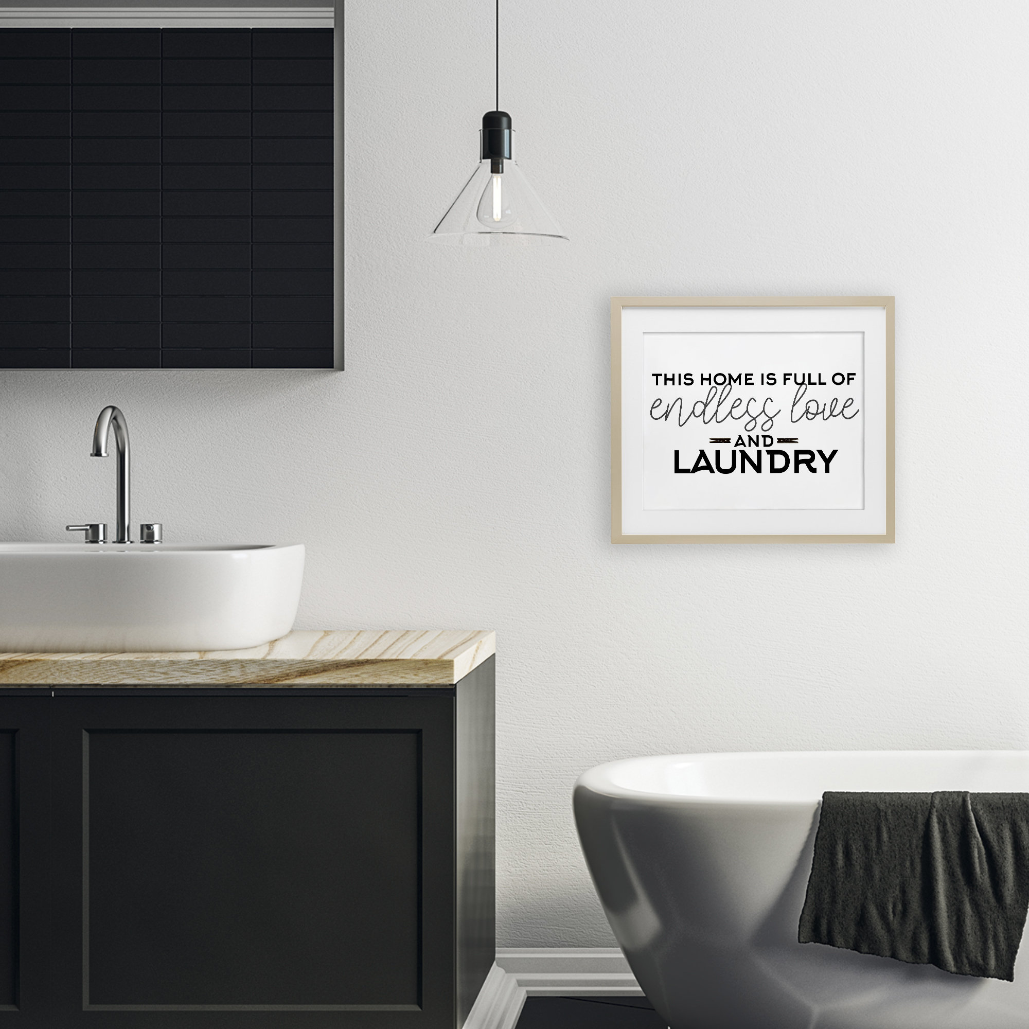 Ebern Designs Endless Love & Laundry Minimal Framed Print Under Glass ...