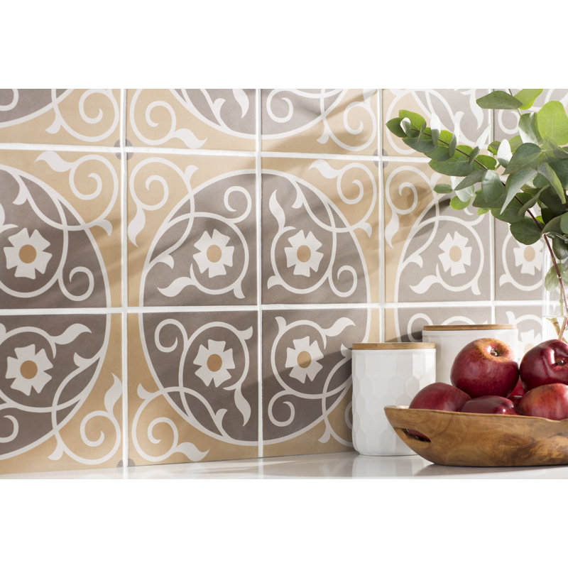 Merola Tile Caprice Series 7.88" x 7.88" Porcelain Patterned Wall ...