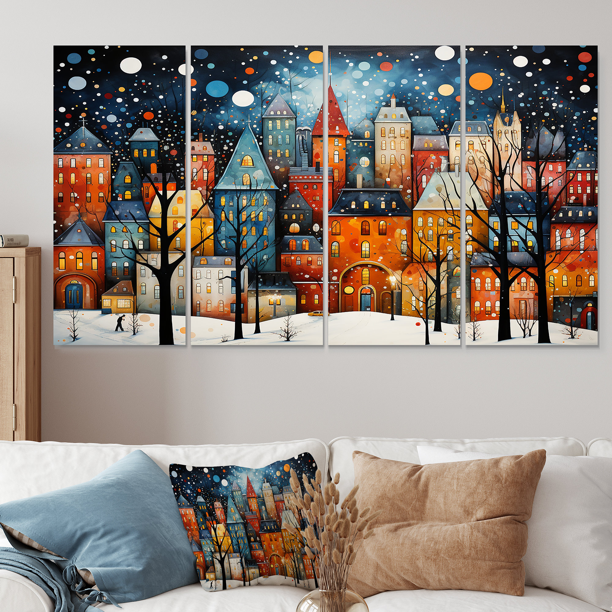 Winston Porter Art Deco Winter Village Painting II - City Art Deco 4 ...
