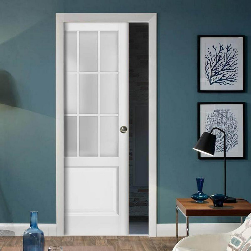 SARTODOORS Felicia Frosted Glass Sliding Closet White Door | Wayfair