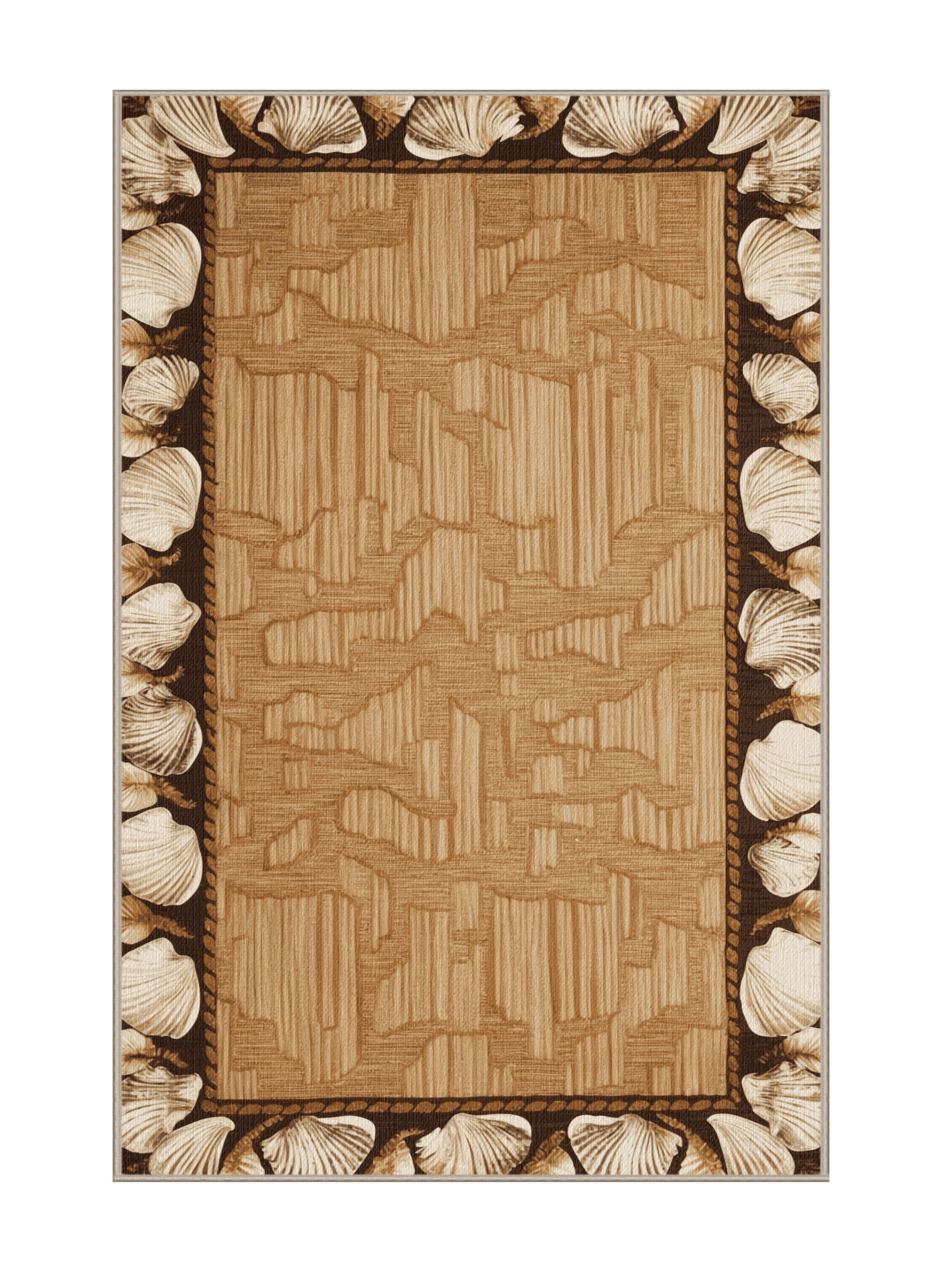 Bayou Breeze Washable Shell Borders Hawaiian Area Rug | Wayfair