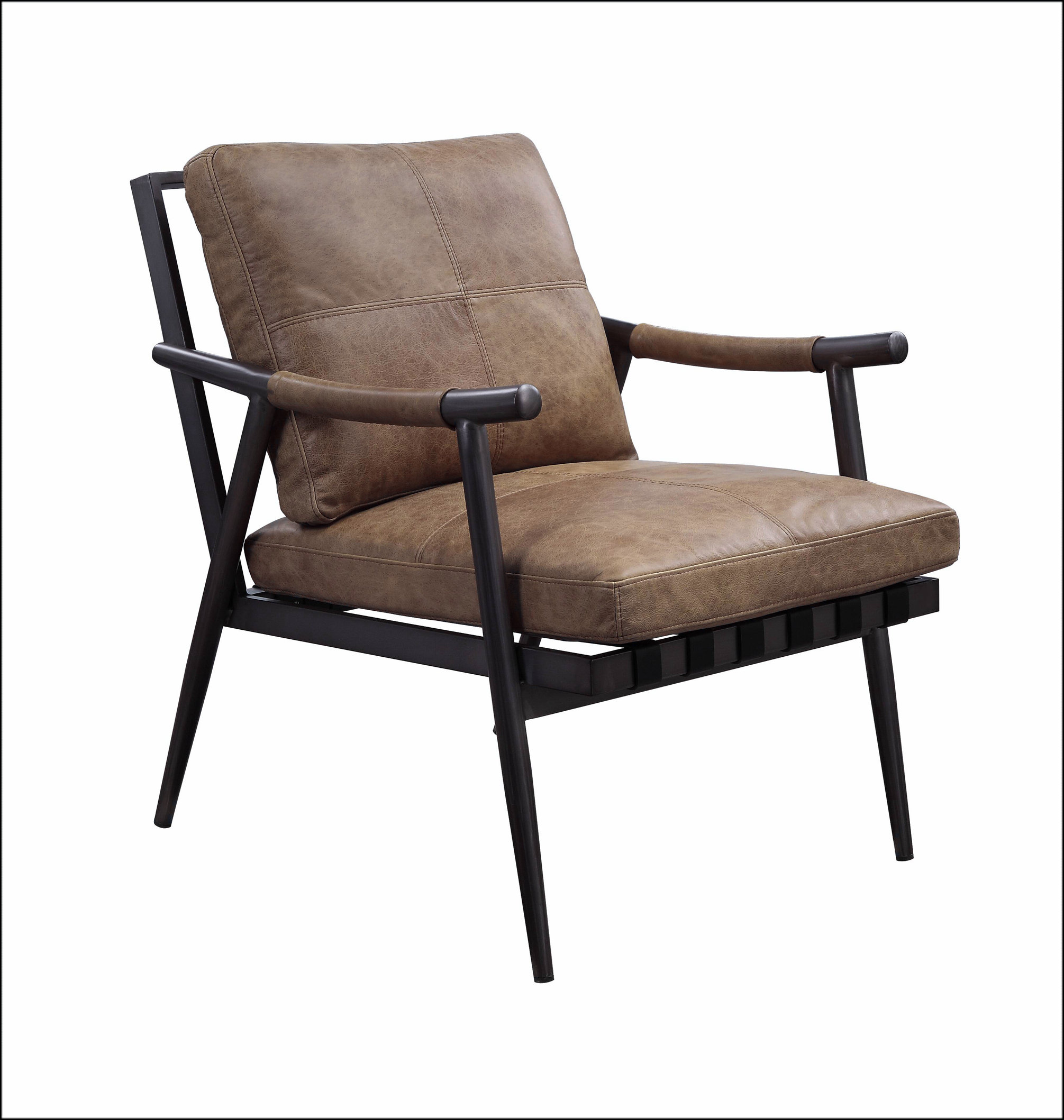 Corrigan Studio® Berham Chestnut and Matt Iron Accent Chair with Metal ...
