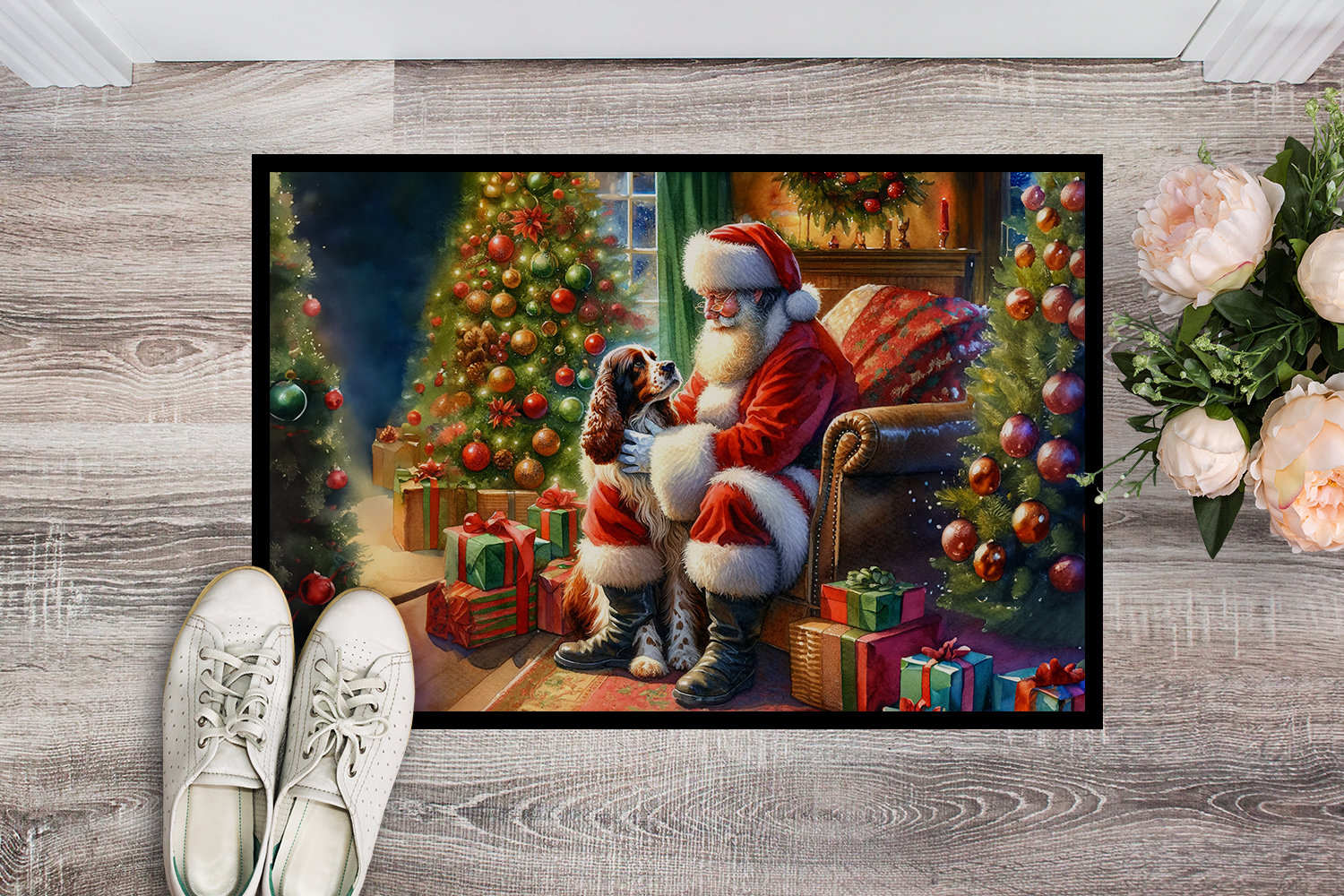 Caroline's Treasures Welsh Springer Spaniel and Santa Claus Doormat ...