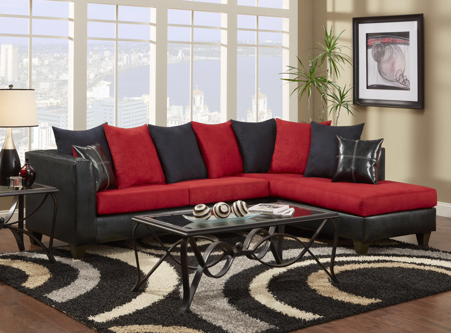 Latitude Run® Juno Corner Chaise Chaise Sectional in Red Microsuede ...