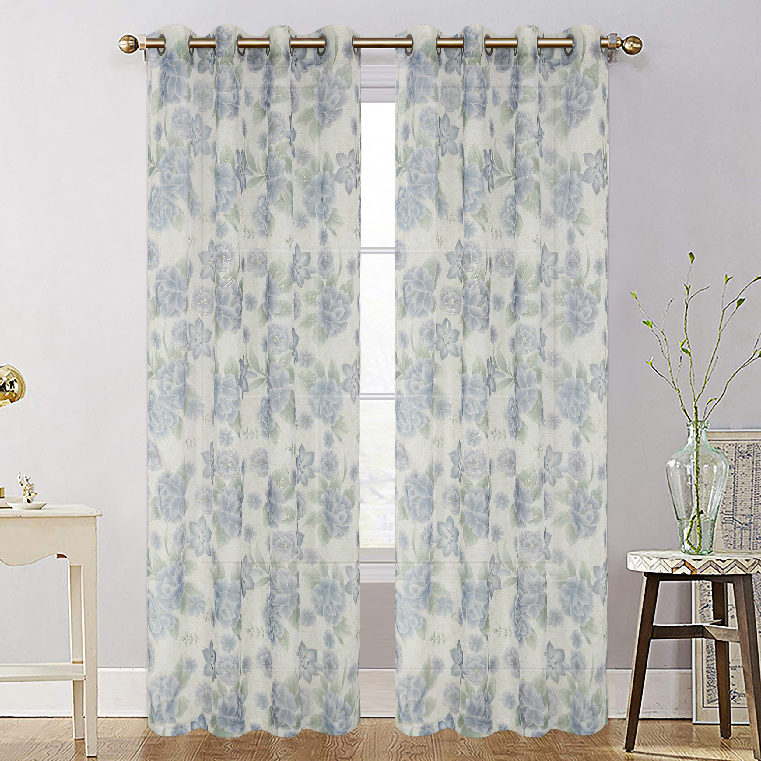 Red Barrel Studio Floral Sheer Grommet Single Curtain Panel | Wayfair